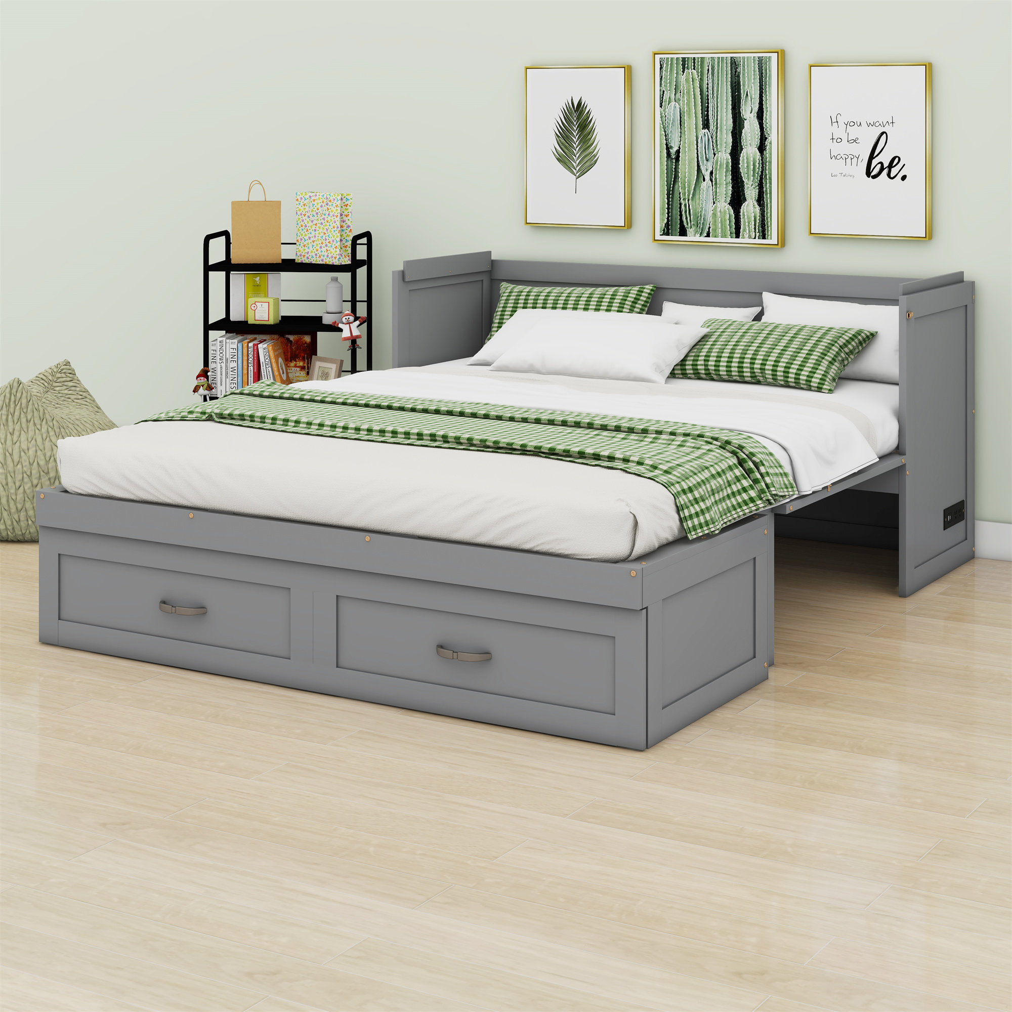 Latitude Run® Murphy Bed With USB Ports, Large Drawers And Metal ...