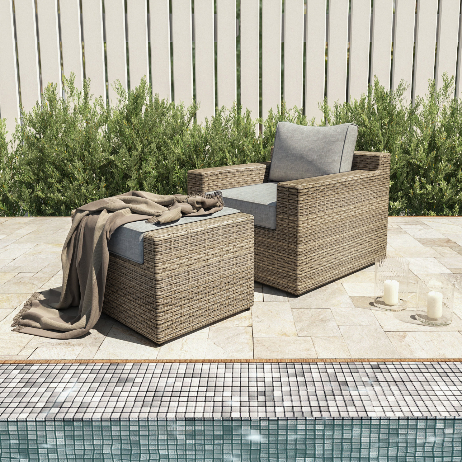 Bay Isle Home™ Morpeth 2 Piece Rattan Lounging SetGray | Wayfair