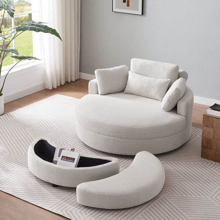 Brayden Studio® Dashton Upholstered Barrel Chair with Ottoman & Reviews ...