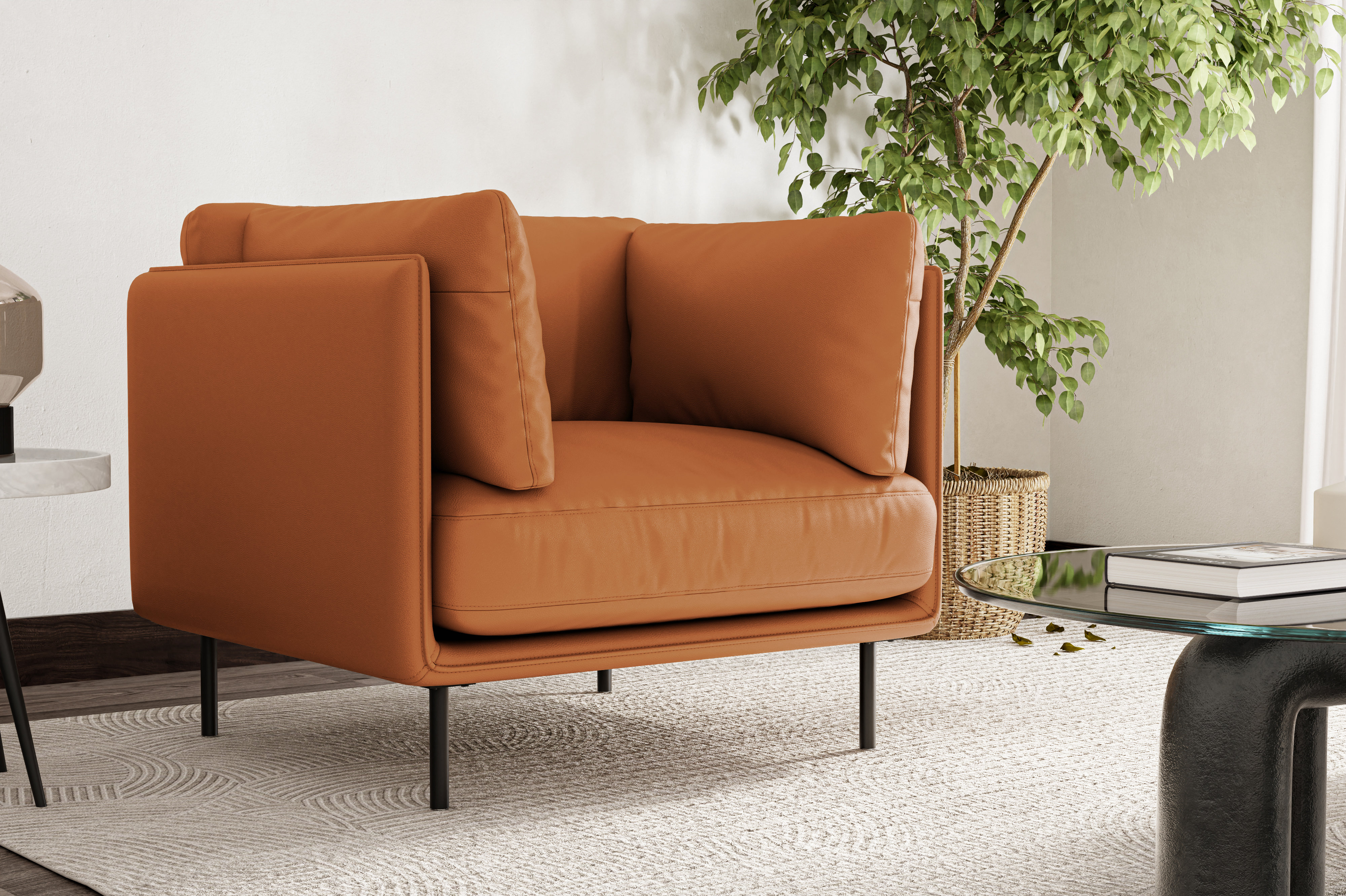 Hokku Designs Chloe Leather Accent Chair, Cognac - Wayfair Canada