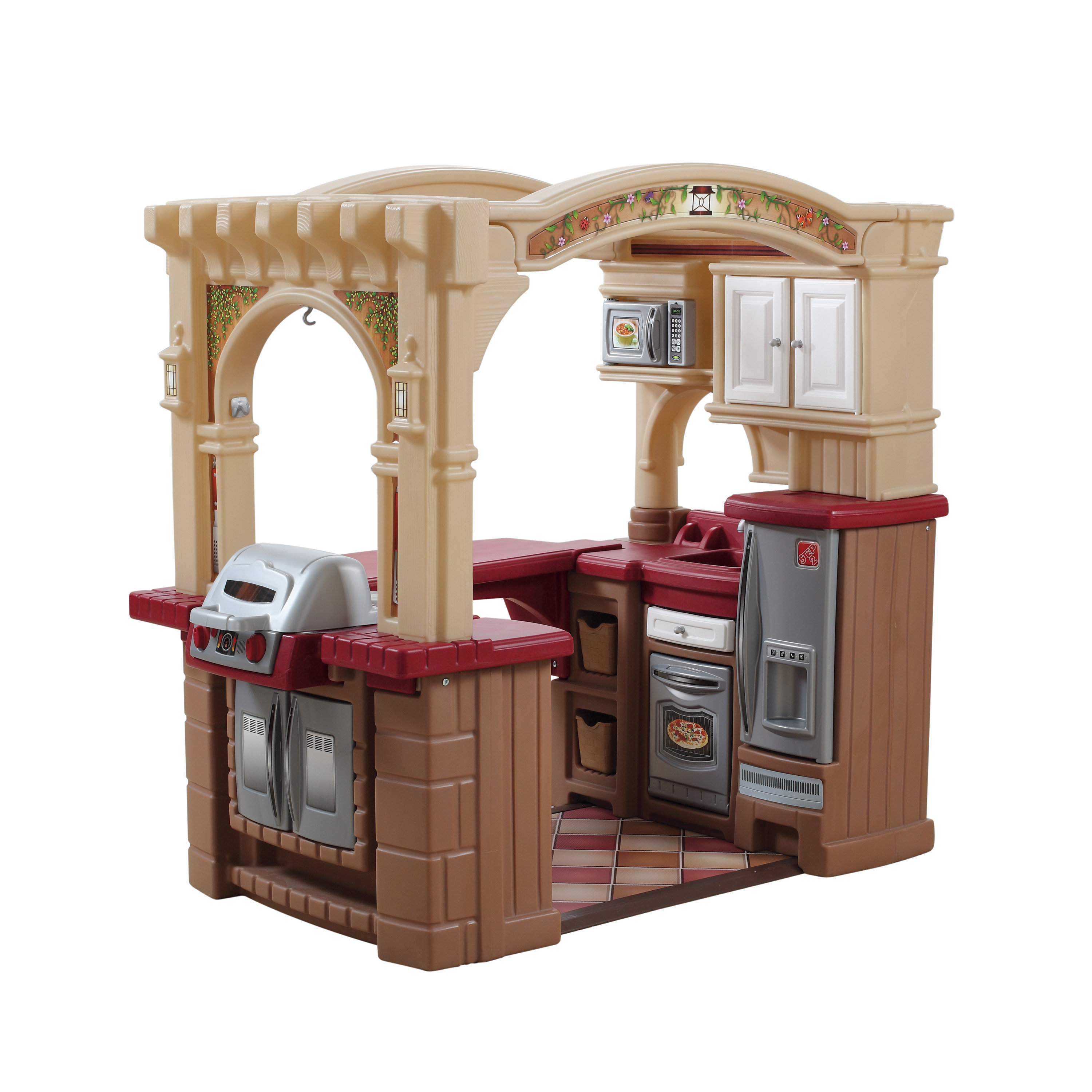 Step2 Brown Grand Walk-In Classic Toddler Pretend Play Kitchen Set ...