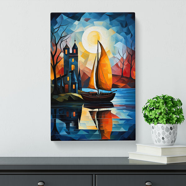 Breakwater Bay Boat On A Lake Cubism - Wrapped Canvas Art Prints ...