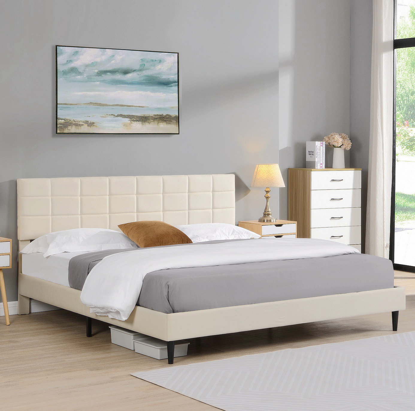 Ebern Designs Nadda Upholstered Bed Frame with Headboard | Wayfair