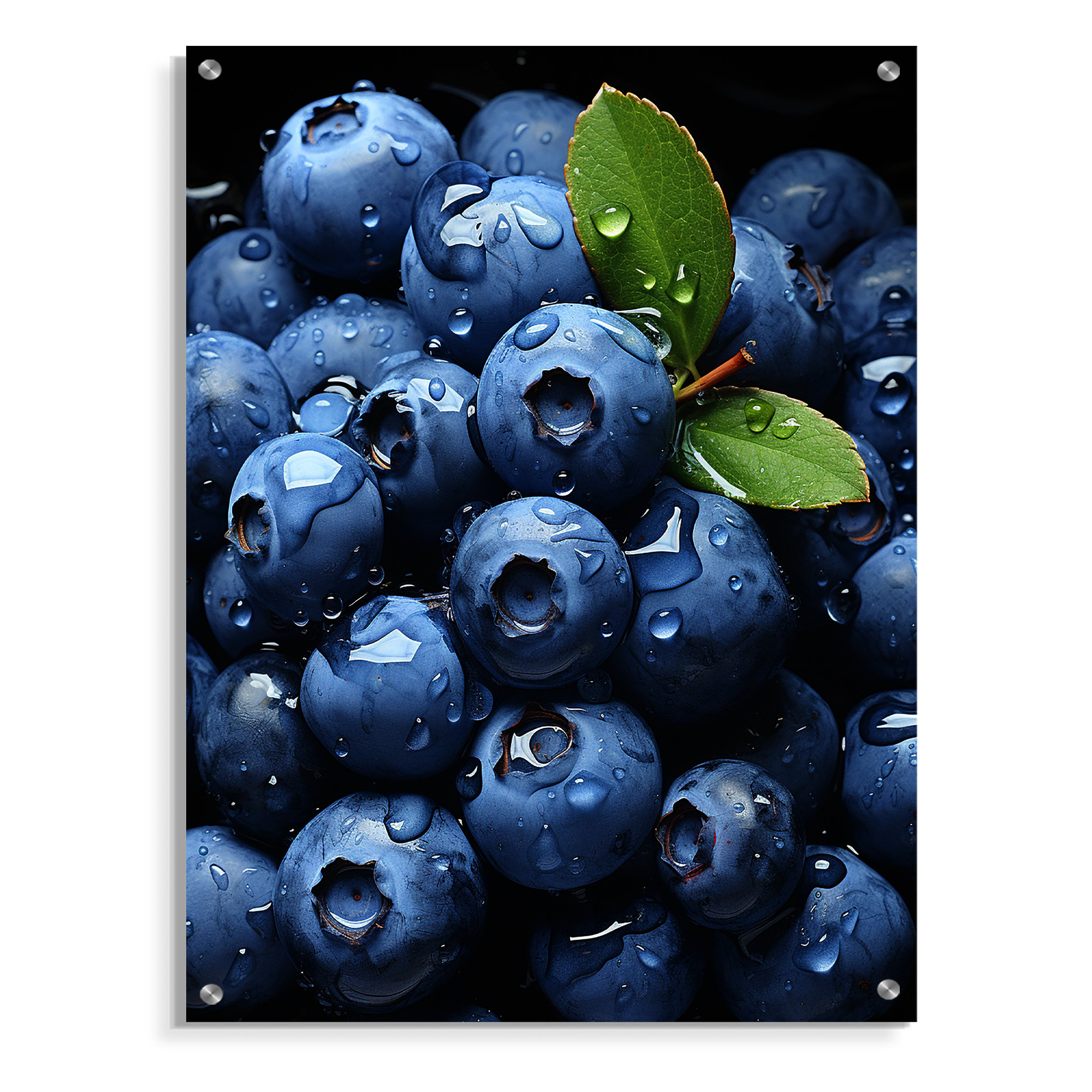 Design Art Fruit Plump Blueberry Pointillism - Fruits Acrylic Wall Art ...