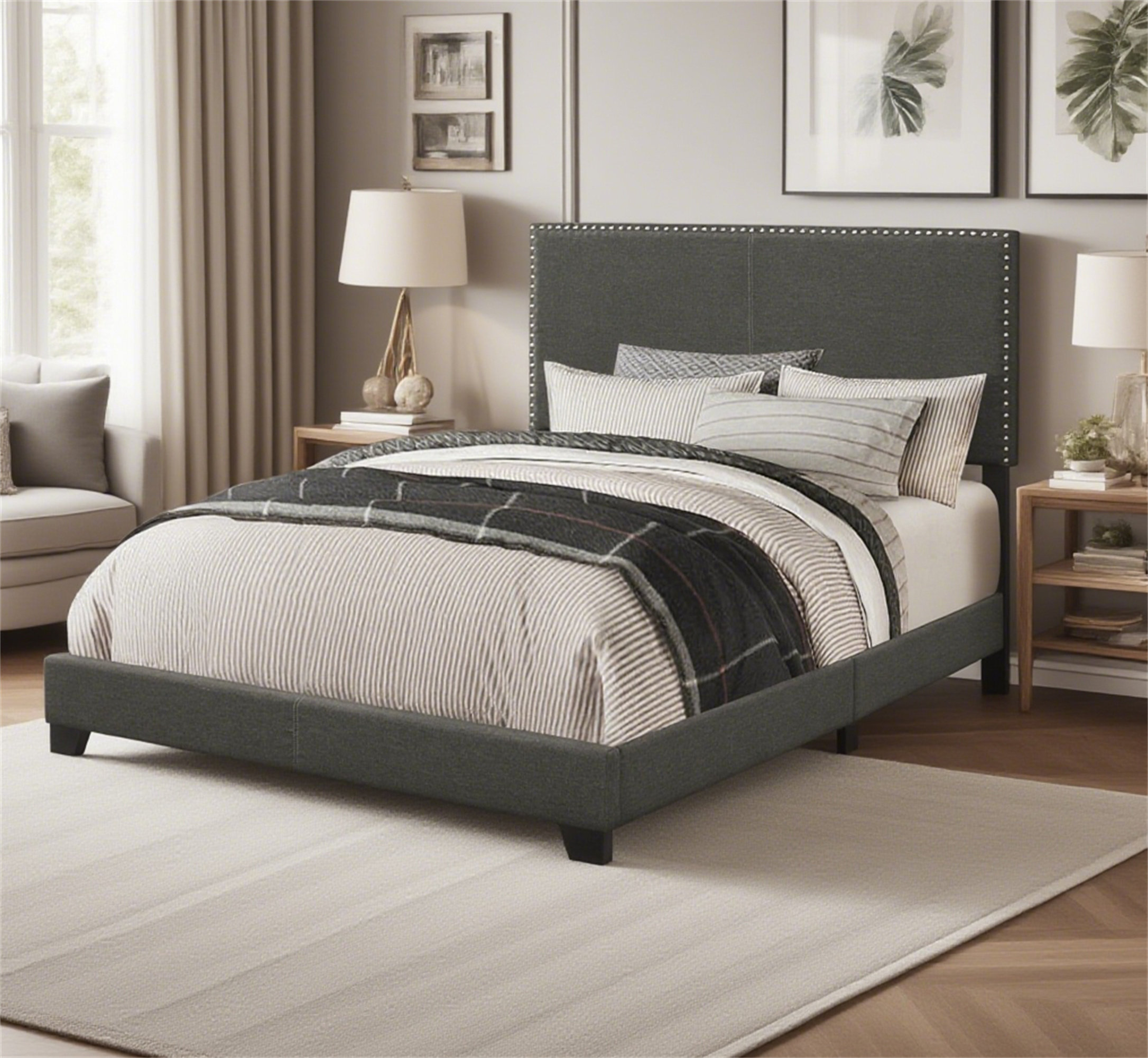 Red Barrel Studio® Upholstered Platform Bed, Knock Down Full Size ...