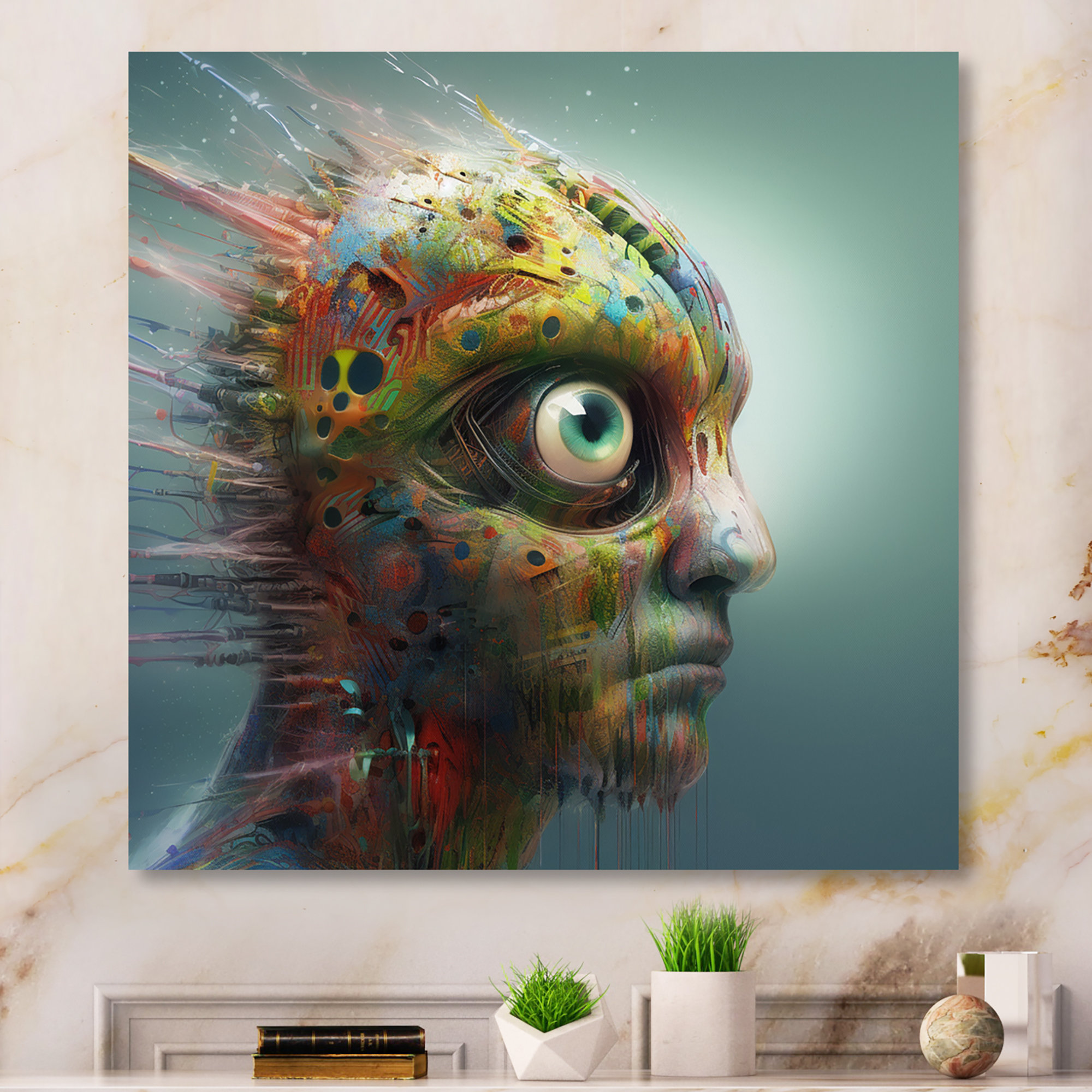 Trinx Sci-Fi Portrait Bionic Sight Framed On Canvas Print | Wayfair