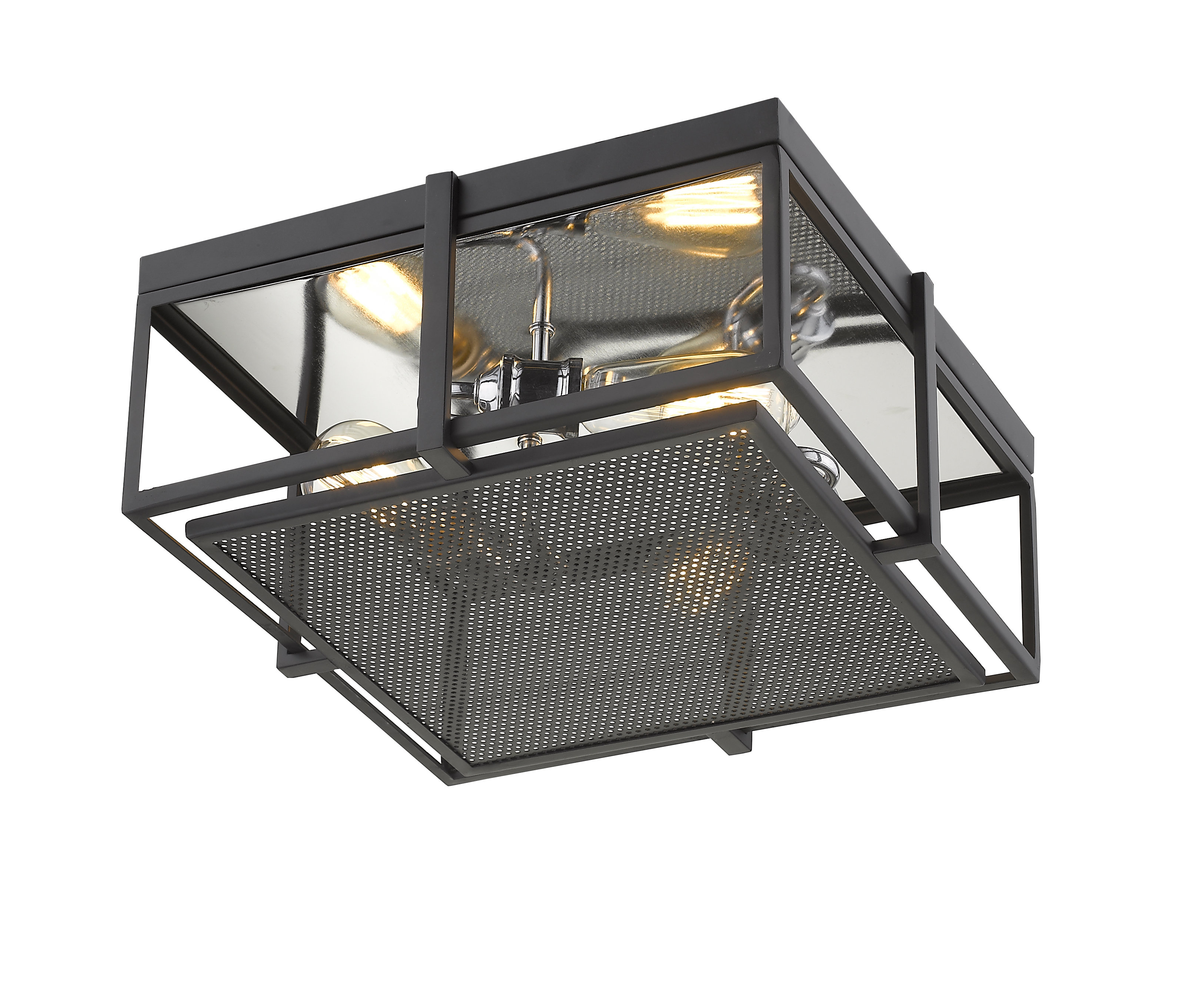 Williston Forge Vigue 3 - Light 15.75" Caged Square Flush Mount | Wayfair