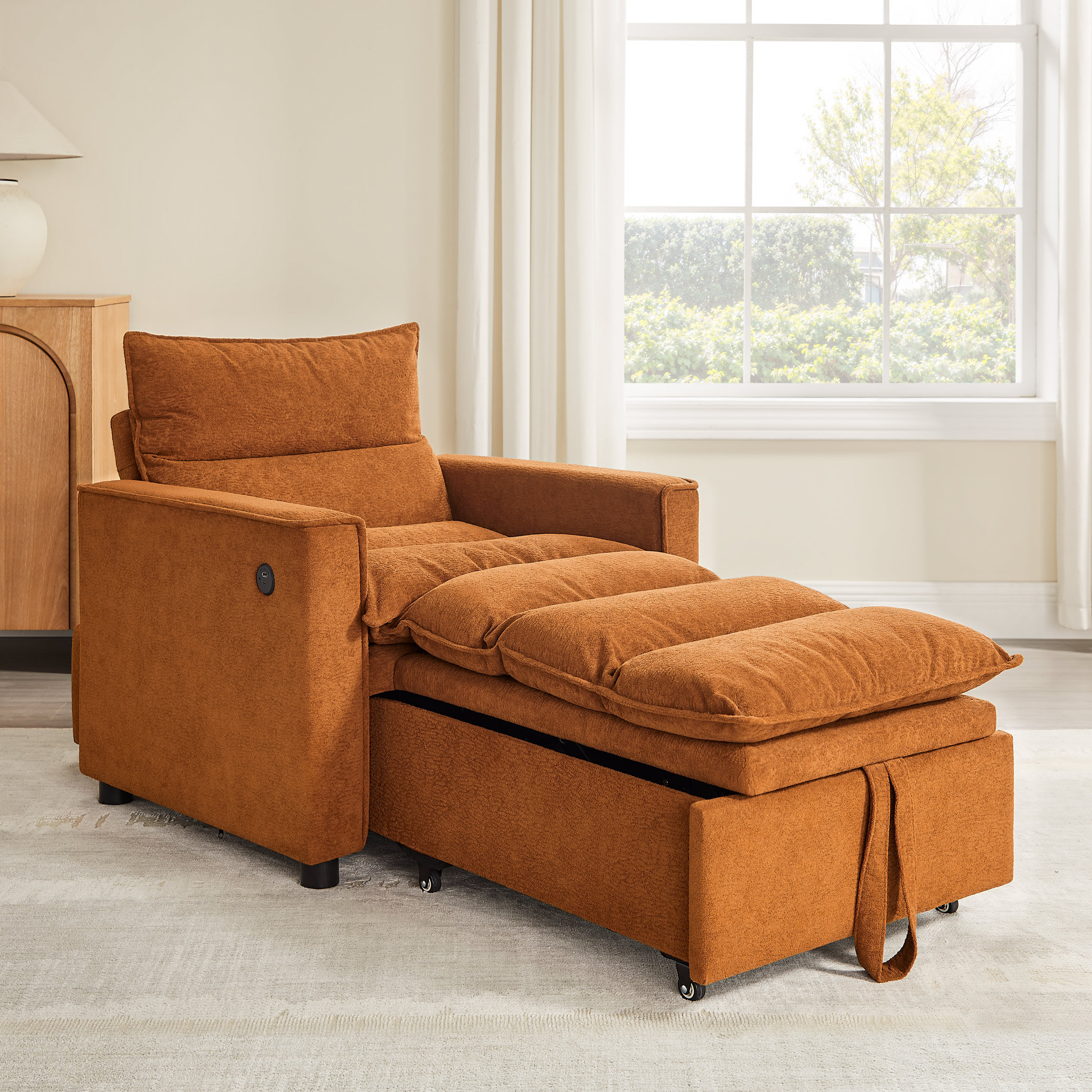 Ebern Designs 36.14'' Upholstered Sleeper Chair, Convertible Single ...