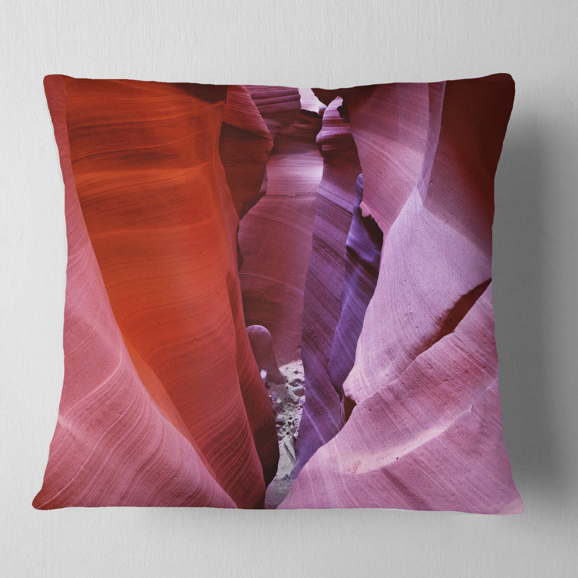 Design Art Purple Antelope Canyon View - Landscape Printed Pillow | Wayfair