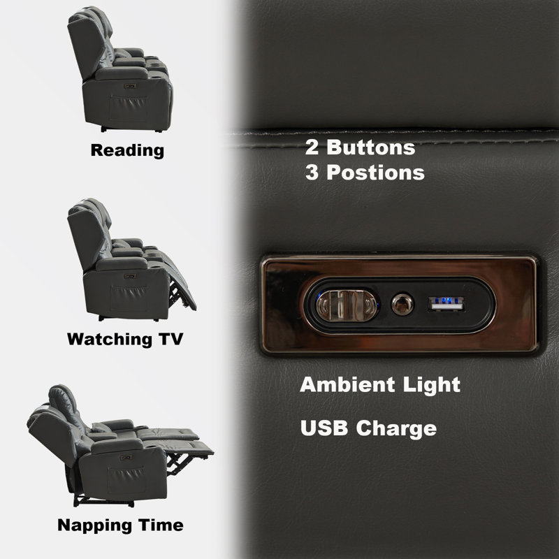 Wrought Studio™ Power Recline Chair Loveseat Rv Sofa With Console ...