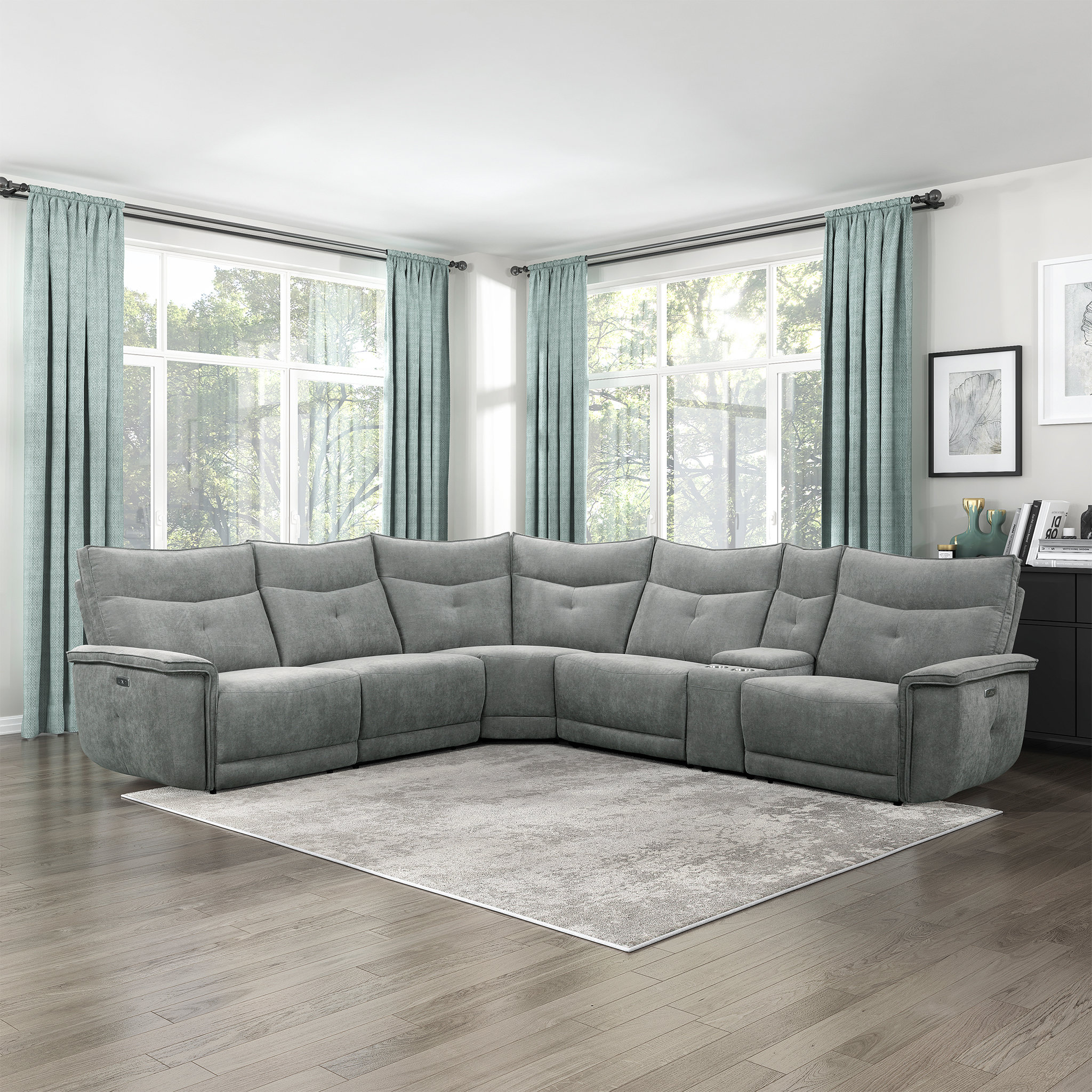 Latitude Run® Achernar 6 - Piece Upholstered Reclining Sectional | Wayfair