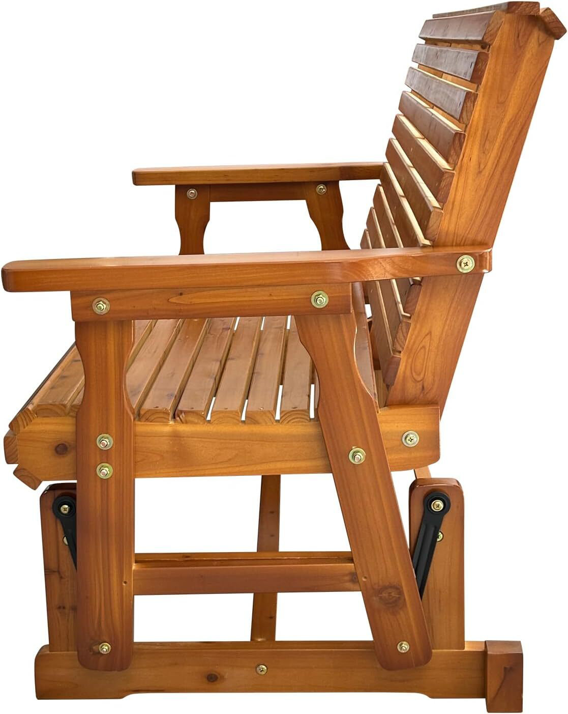 One Allium Way® Wooden Patio Glider with High Roll Back and Deep ...