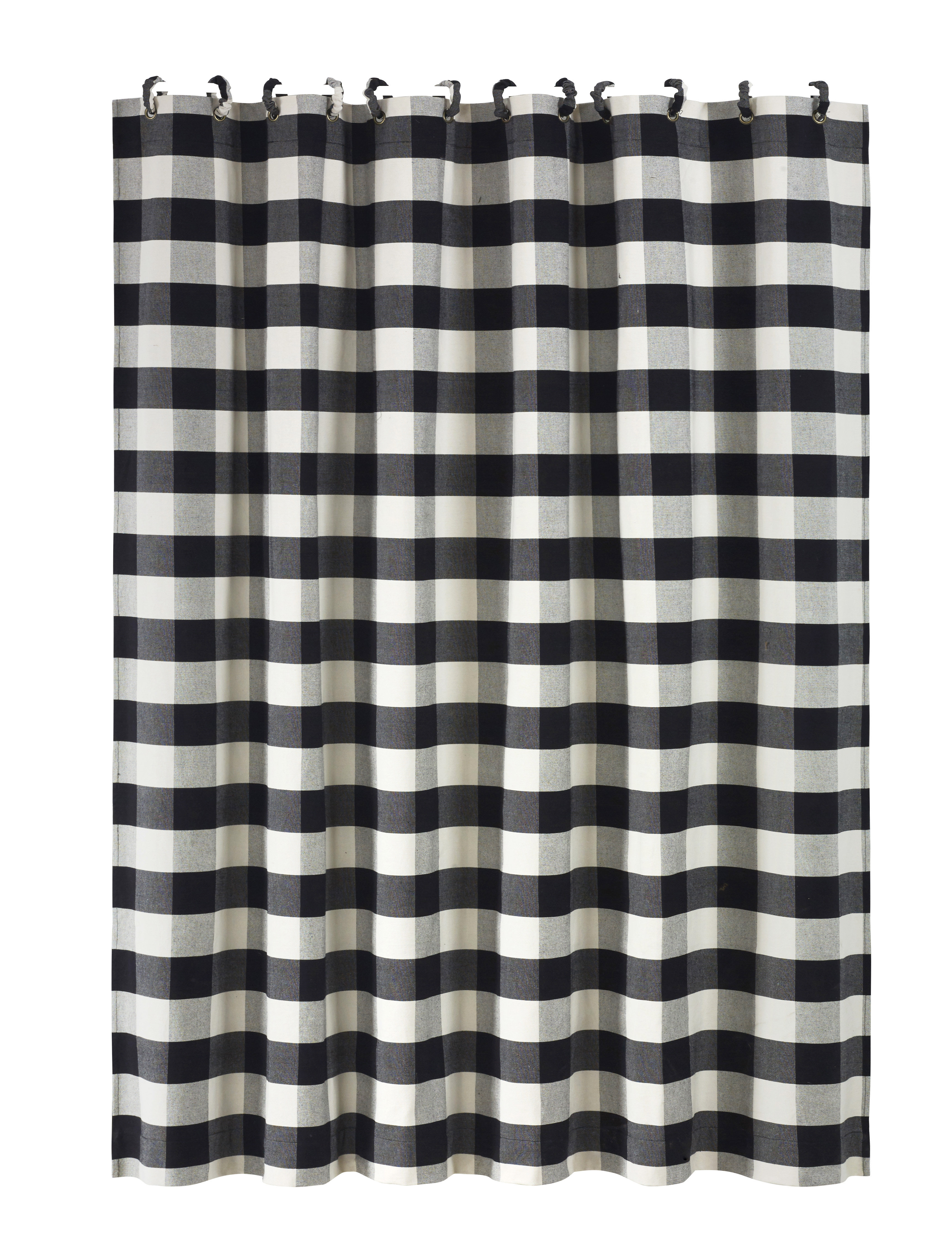 HiEnd Accents Camille 2 Piece Checkered Shower Curtain Set + Hooks ...