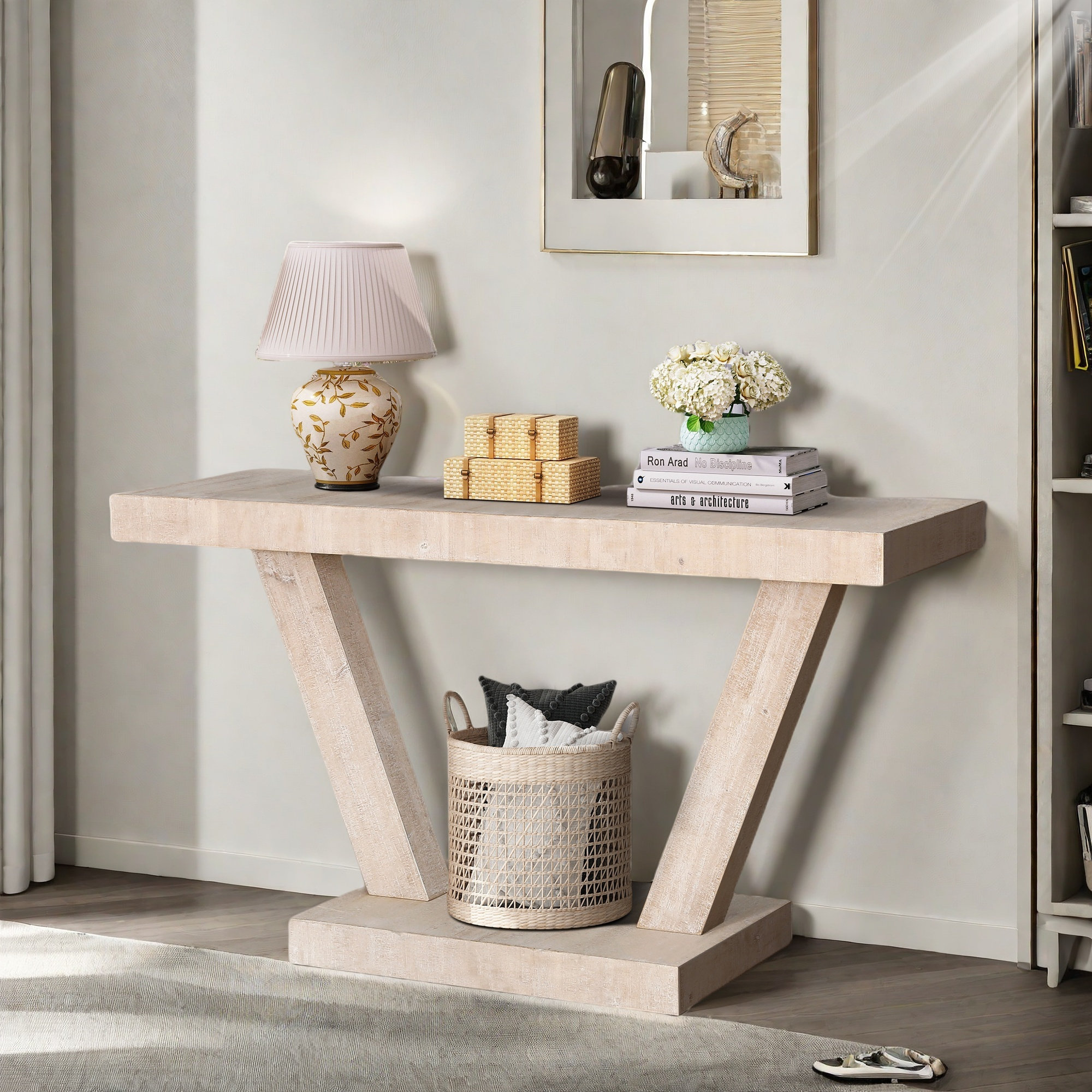 Latitude Run® Vintage Console Table With 2-tier Stability And Trapezoid Design | Wayfair