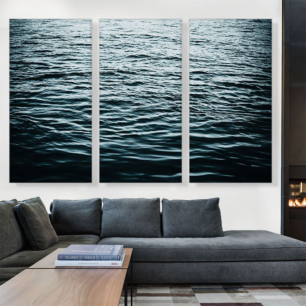 ARTCANVAS Dark Water Waves Ocean Lake Rectangle Canvas Art Print ...