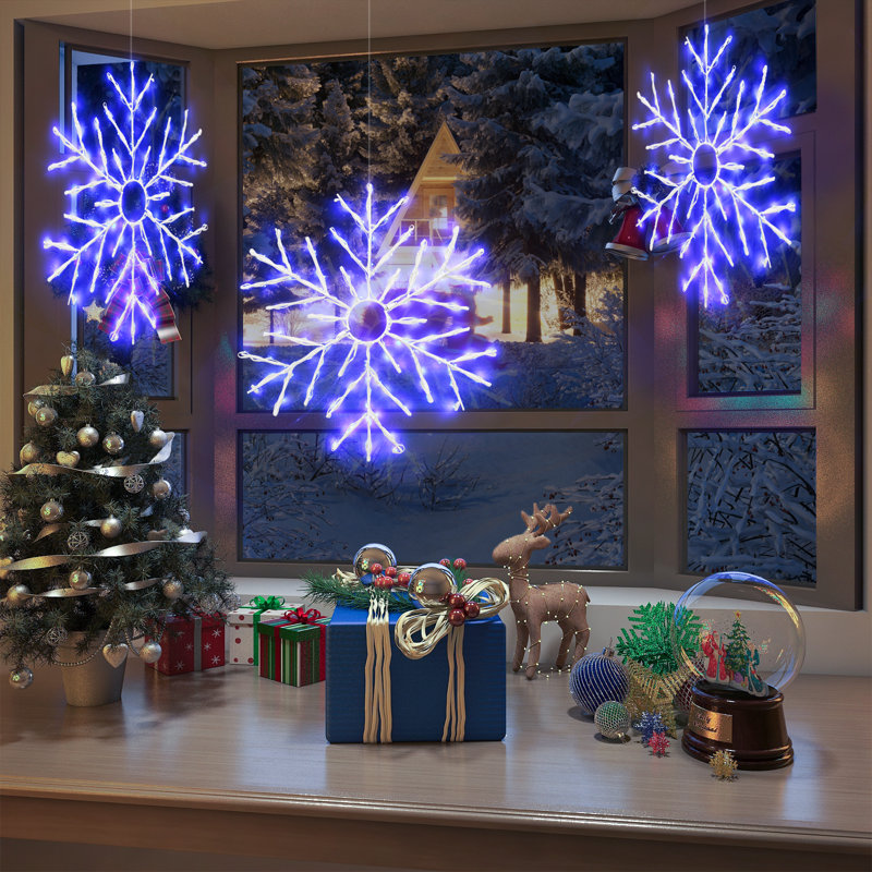 The Holiday Aisle® 20" LED Christmas Snowflake Lights Large Hanging ...