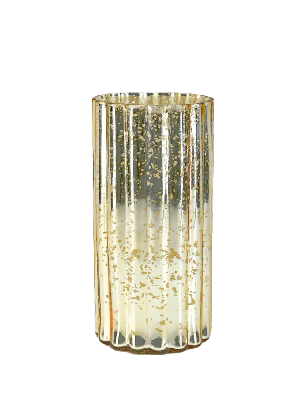 Mercer41 Scalloped Gold Mercury Glass Vase, Decorative Cylinder Vase ...