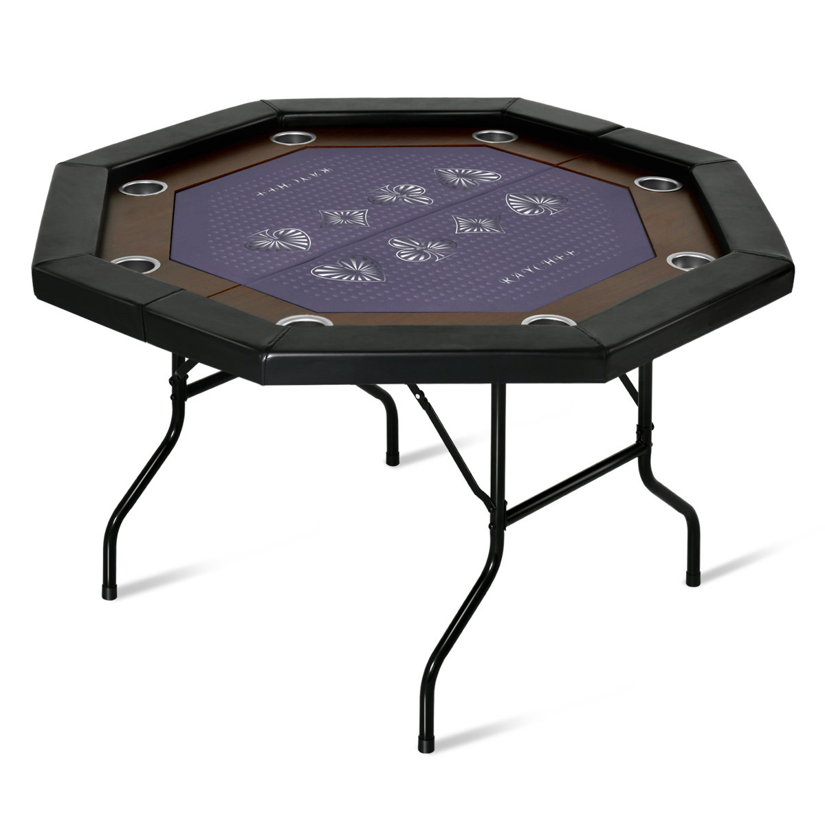 RayChee 50'' 8-Player Poker Table Foldable, Upgraded Folding Octagon ...