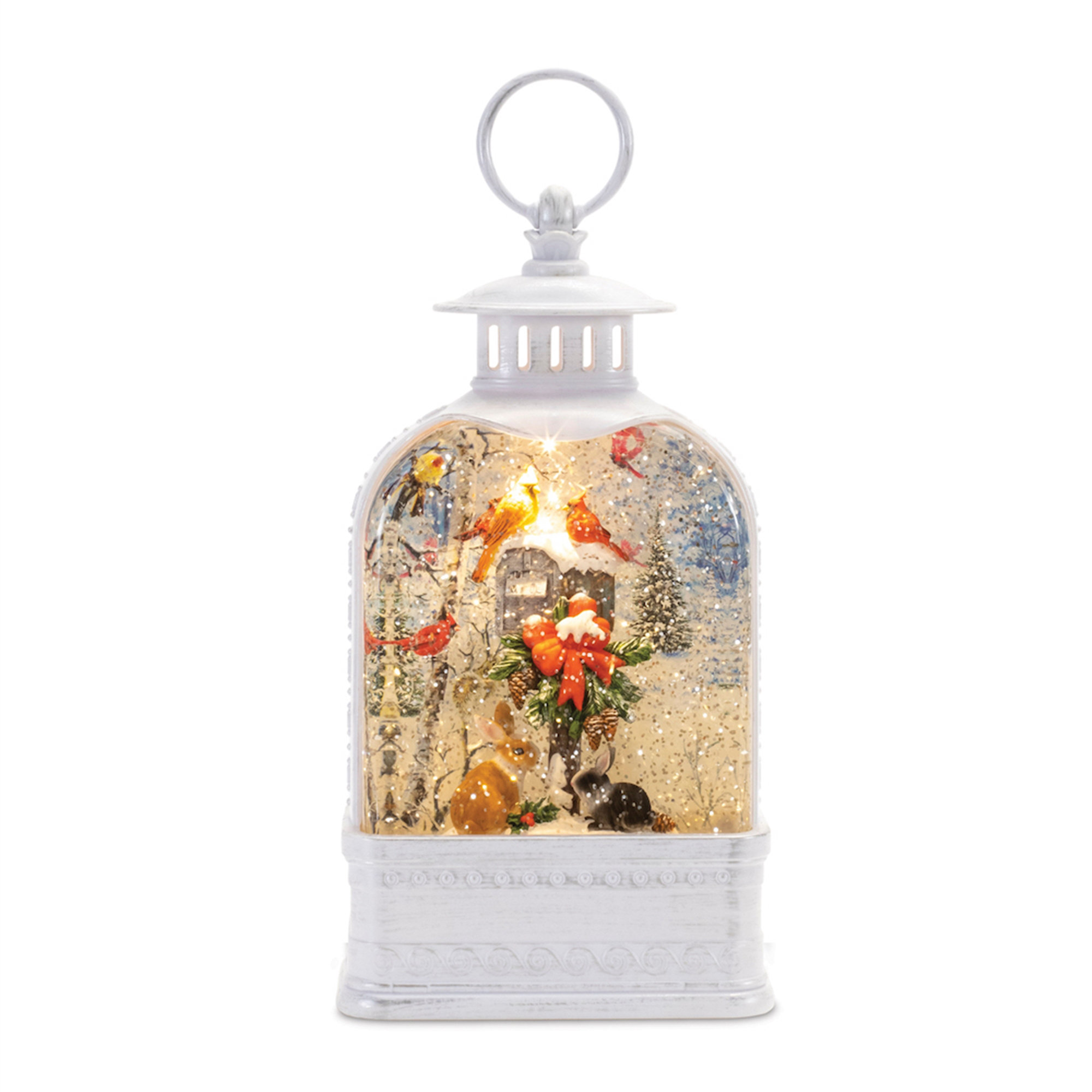 The Holiday Aisle® LED Snow Globe Lantern with Woodland Animals 9.75"H ...