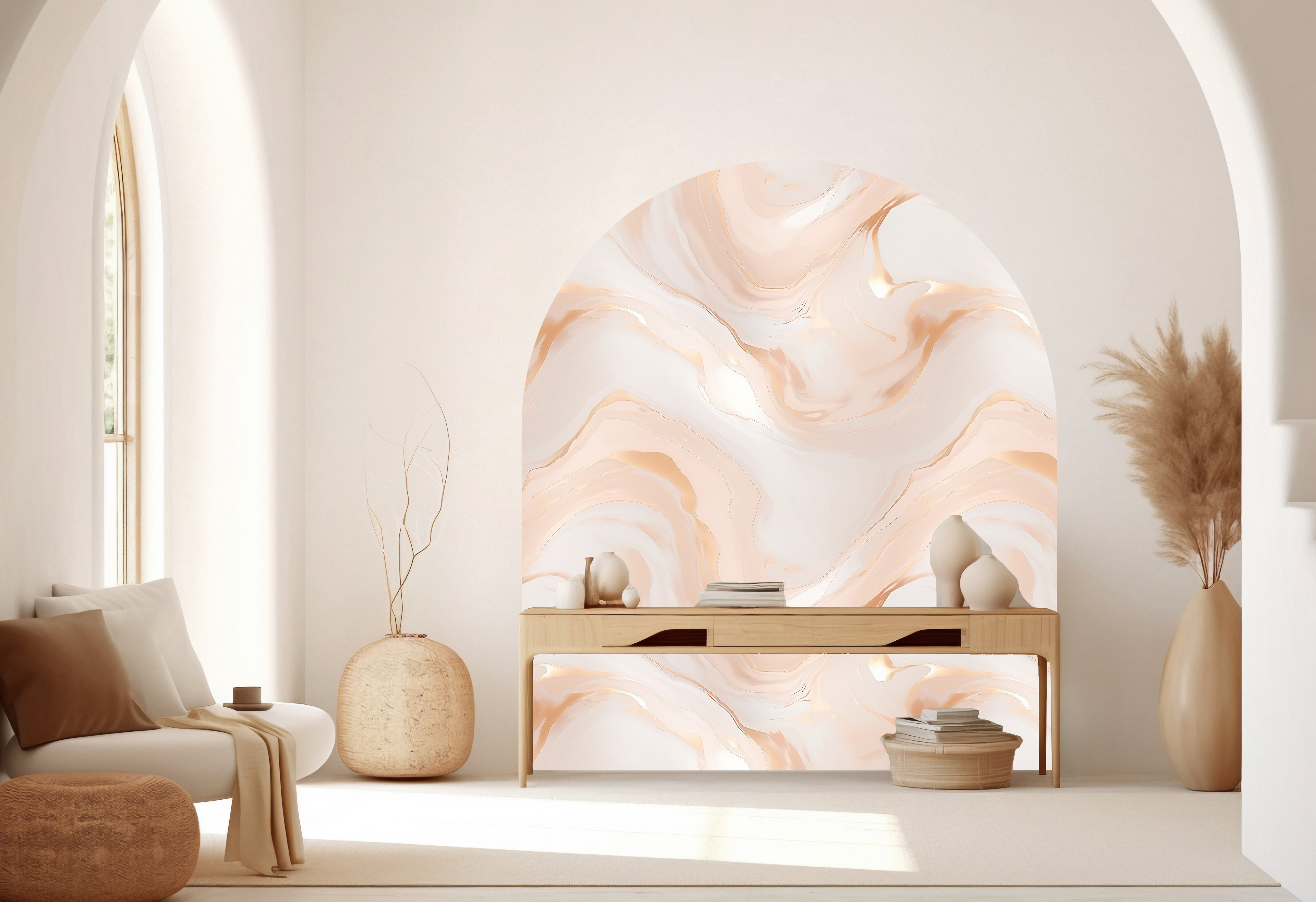 Wrought Studio™ Marble Wall Decal, Bed Arch Sticker, Hedboard Wall ...