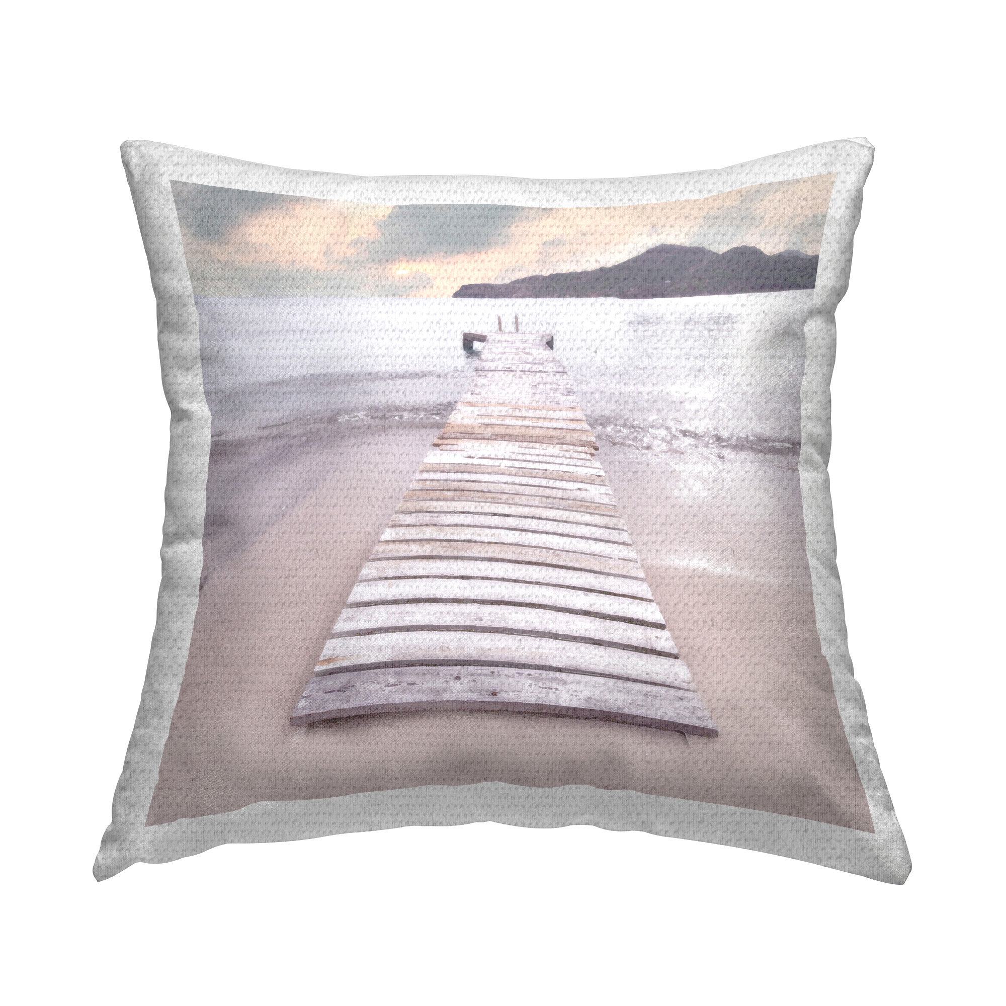 Stupell Industries Zen Beach Dock Printed Outdoor Throw Pillow Design ...
