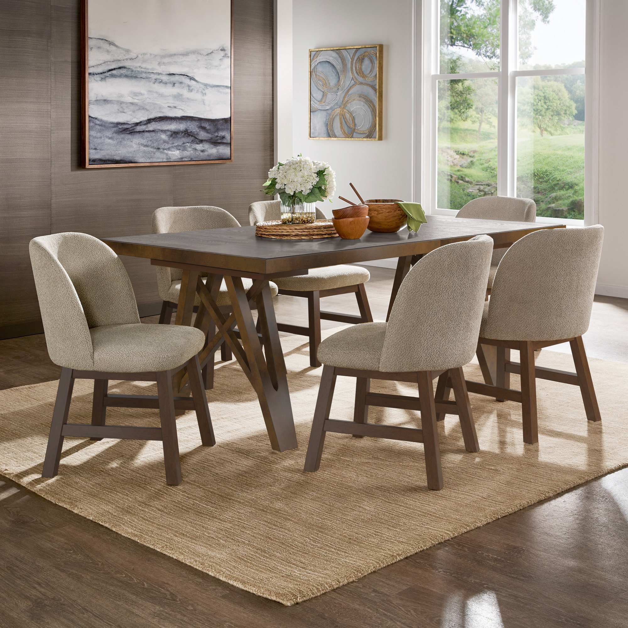Gracie Oaks Cipolla 72"-90" Wood Finish Extendable Dining Set - Dining ...