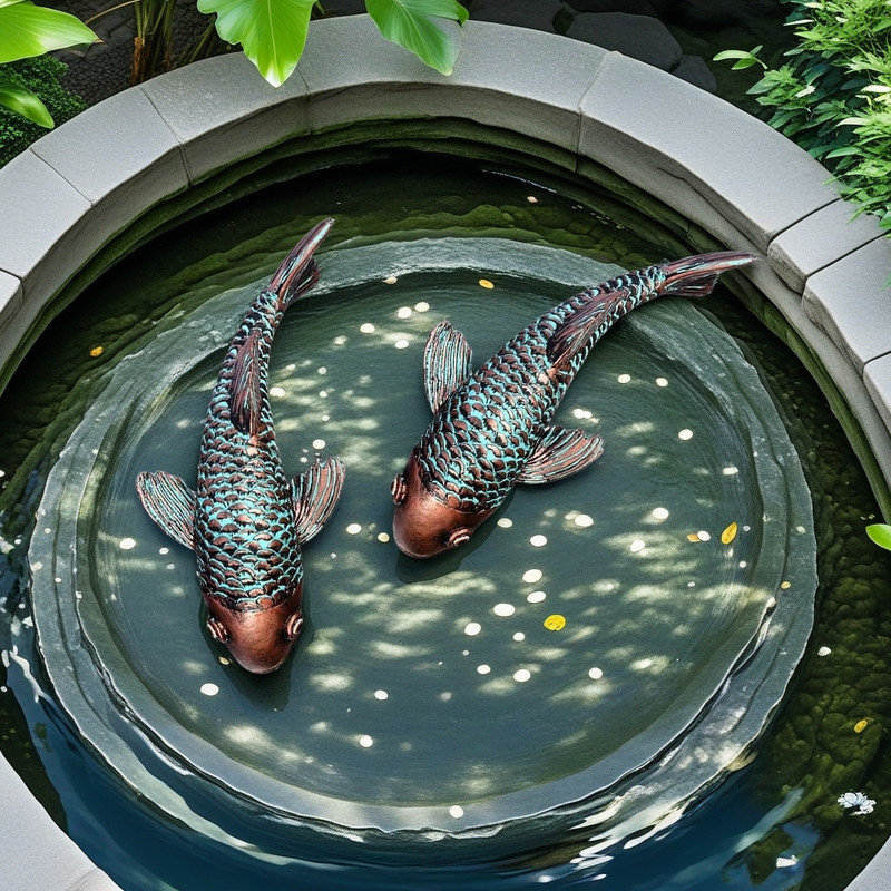 Arlmont & Co. Garden Koi Statue Decoration 2 pieces - Wayfair Canada