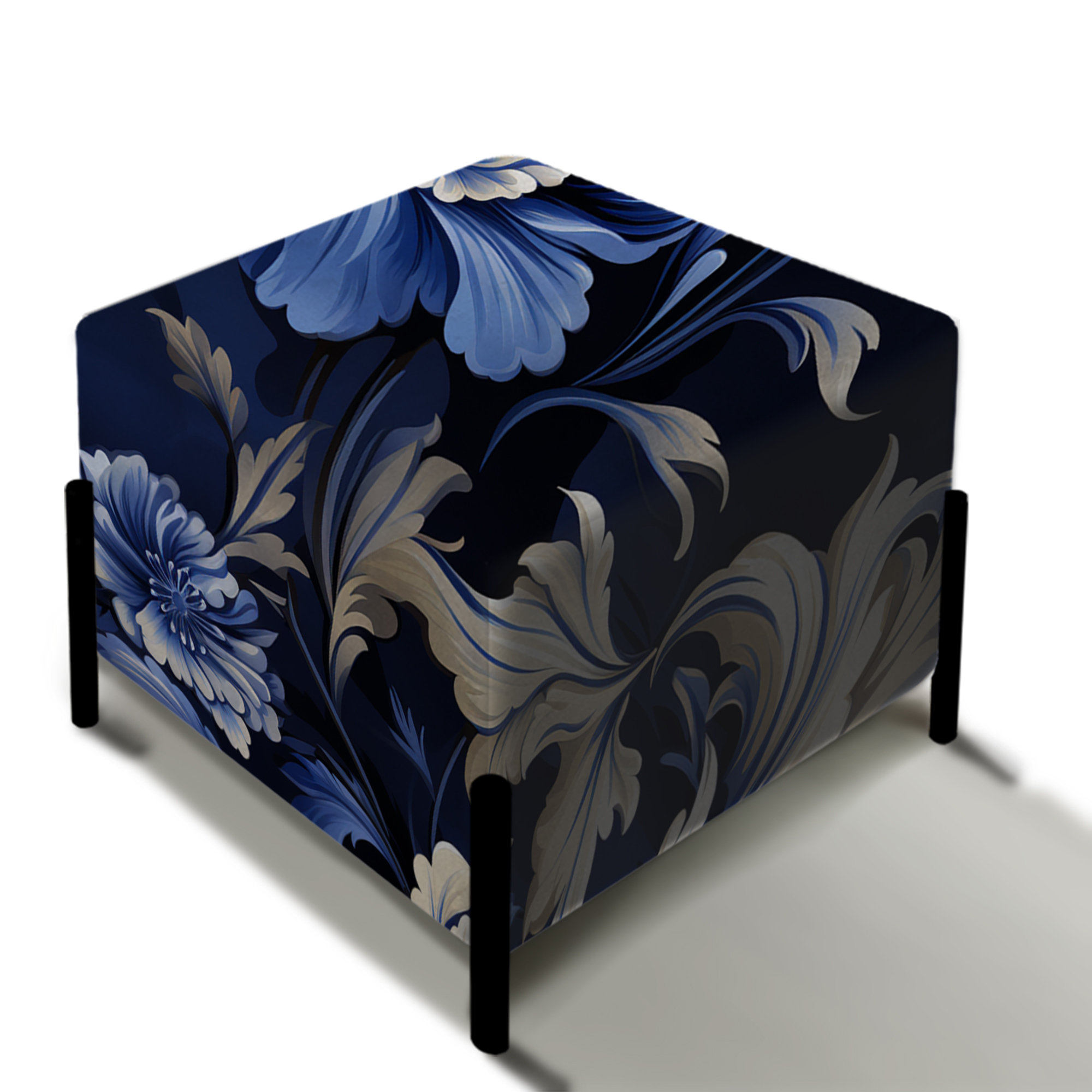 Design Art Blue Victorian Neo Gothic Victorian Pattern - Floral Square ...