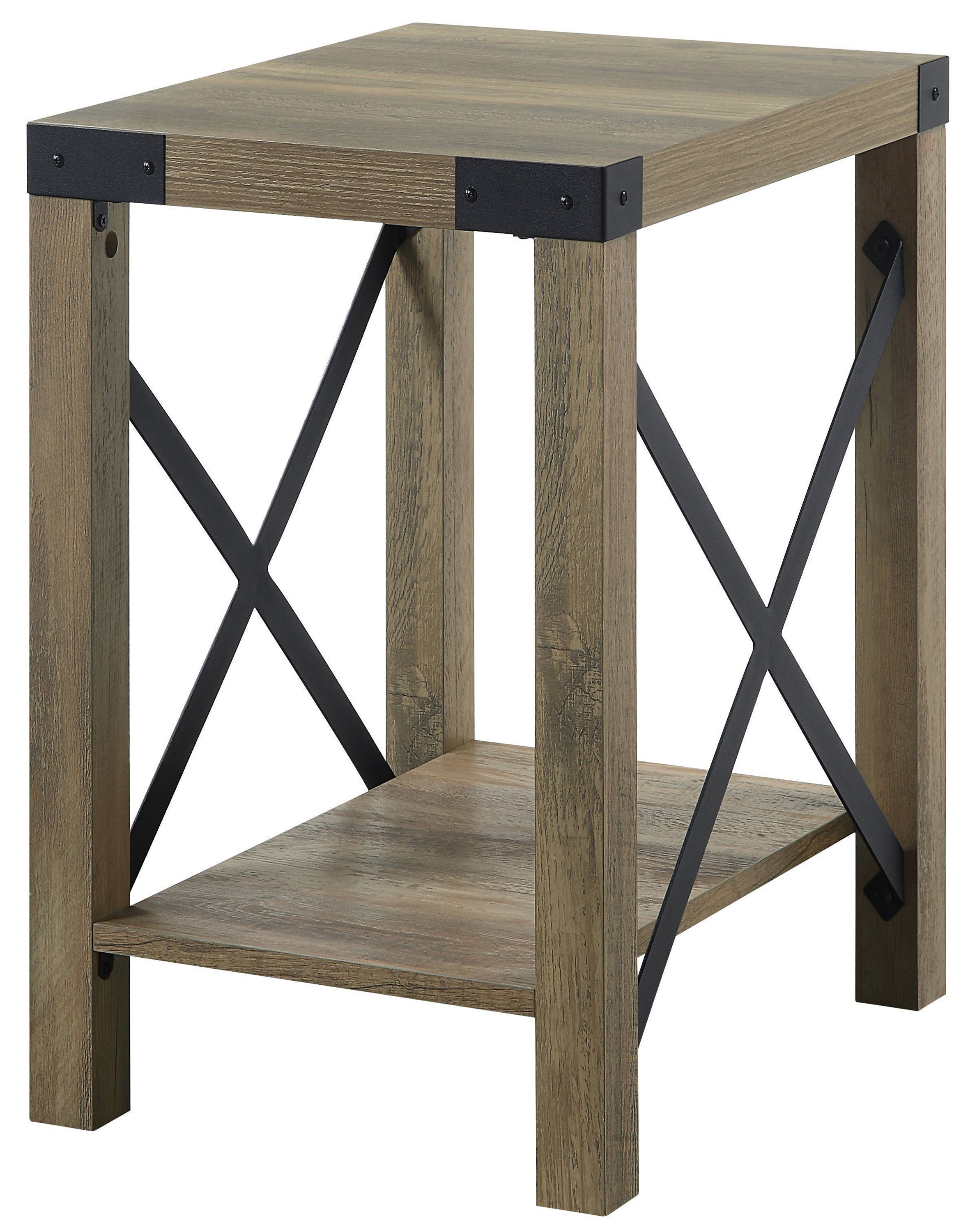 Gracie Oaks Marchetto Rustic Oak End Table with Bottom Shelf | Wayfair