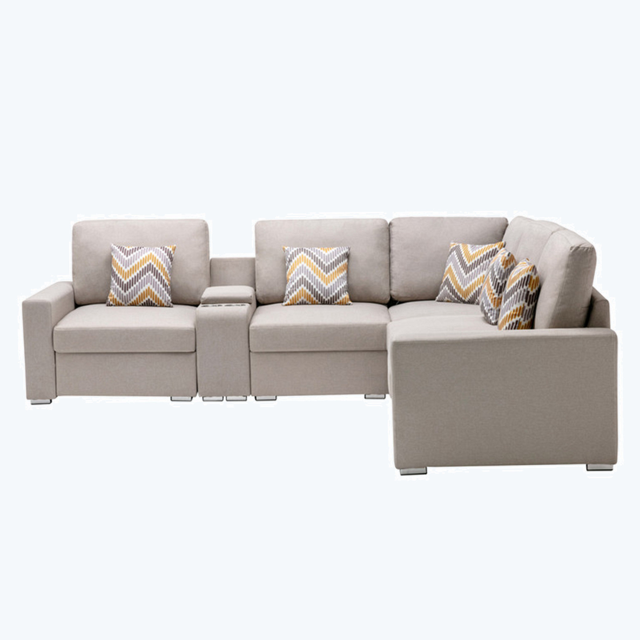 Latitude Run® Nolan 106" Gray Linen Fabric 6Pc Reversible Sectional ...