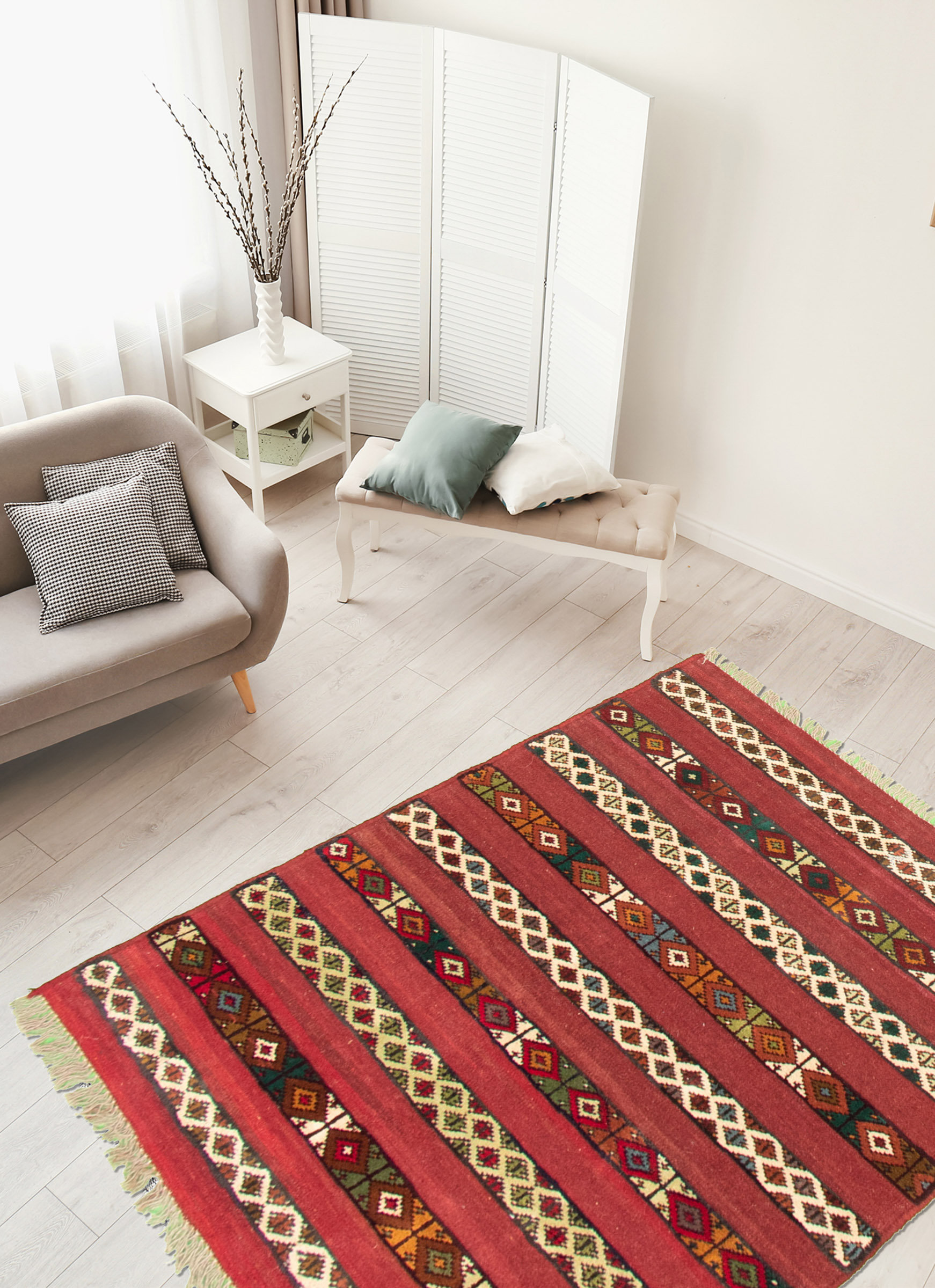 Foundry Select Hand Knotted Wool Dark Red/Green Rug - Wayfair Canada