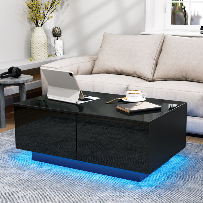 Ivy Bronx Gatewood Modern Coffee Table with RGB LED Lights & 4 Drawers ...