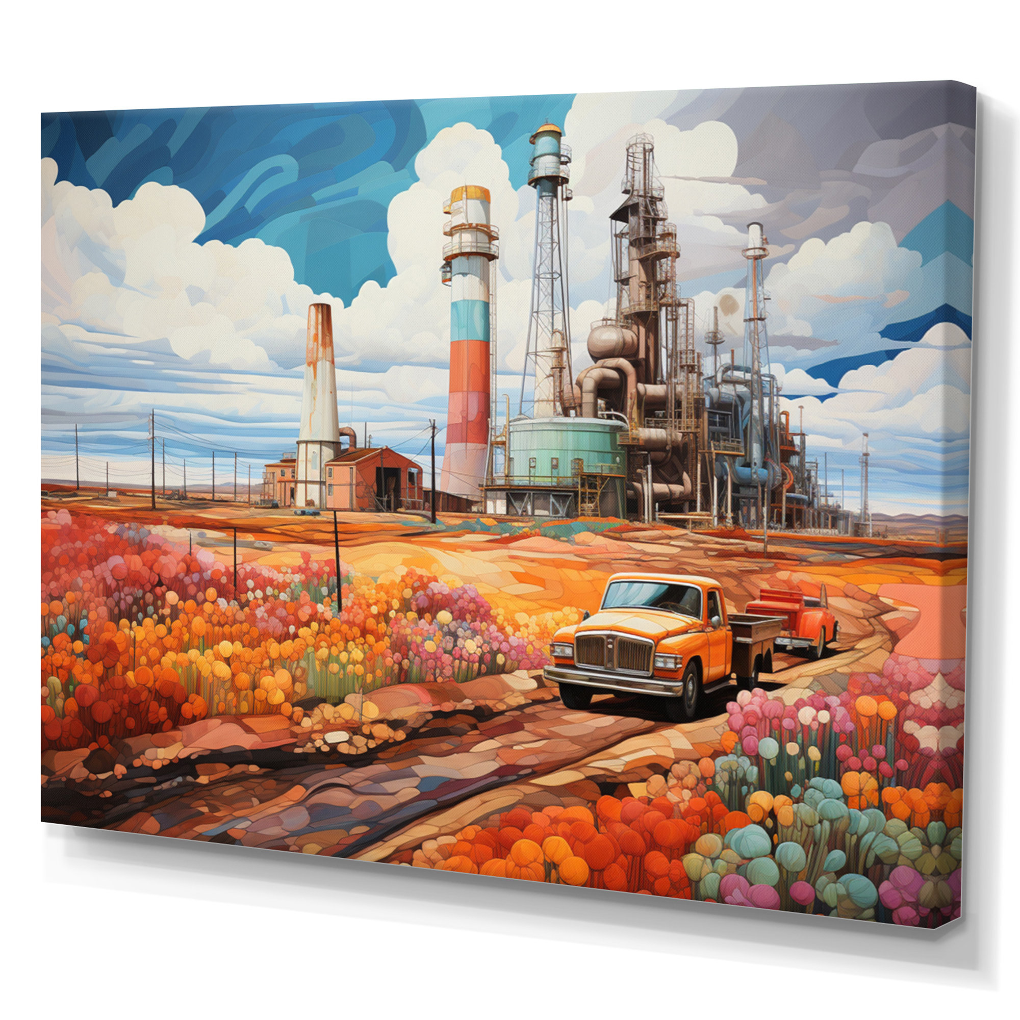 Longshore Tides Orange Oil Rigs Rig Resonance I On Canvas Print | Wayfair