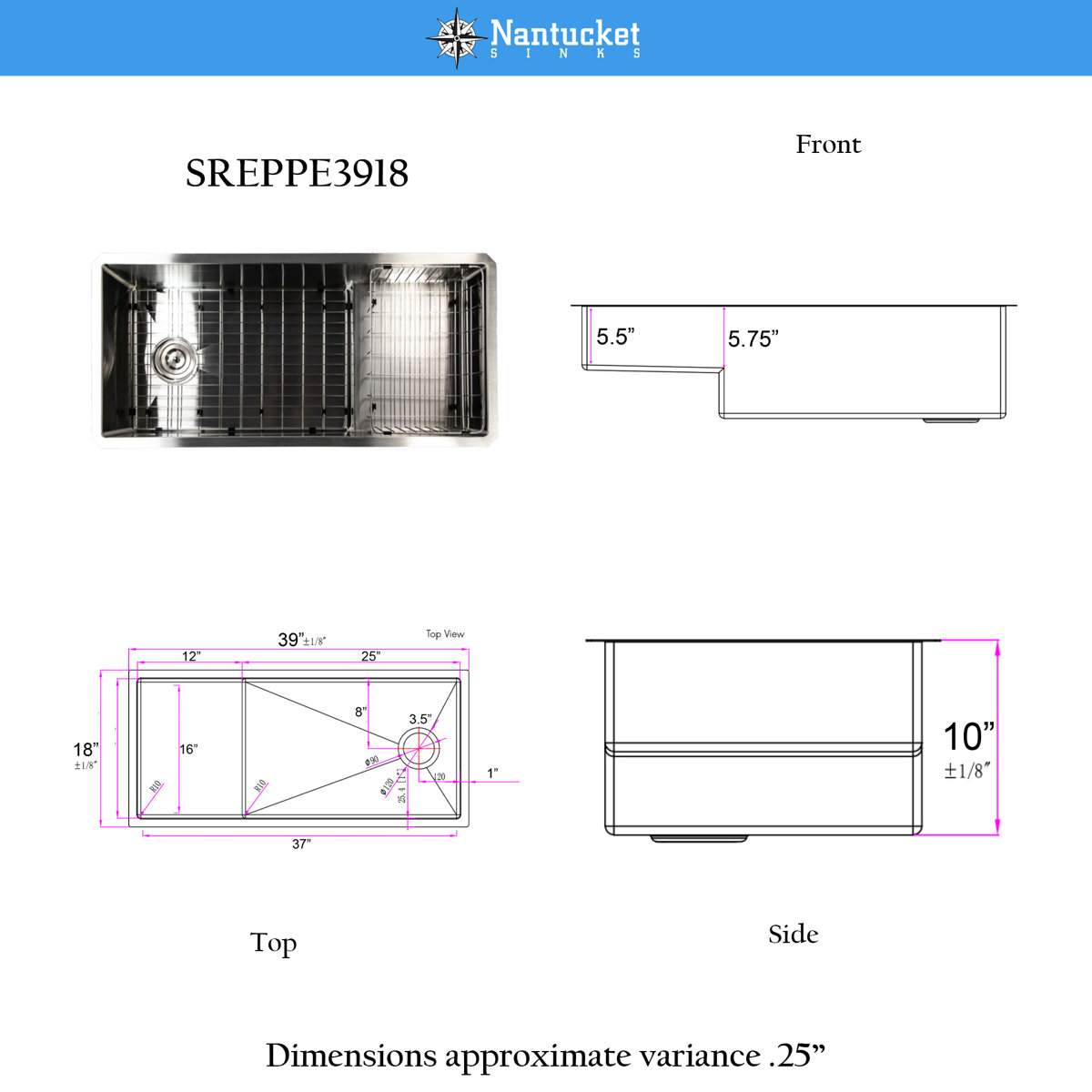 Nantucket Sinks x Studio Dearborn Pro Series Undermount Stainless Steel ...