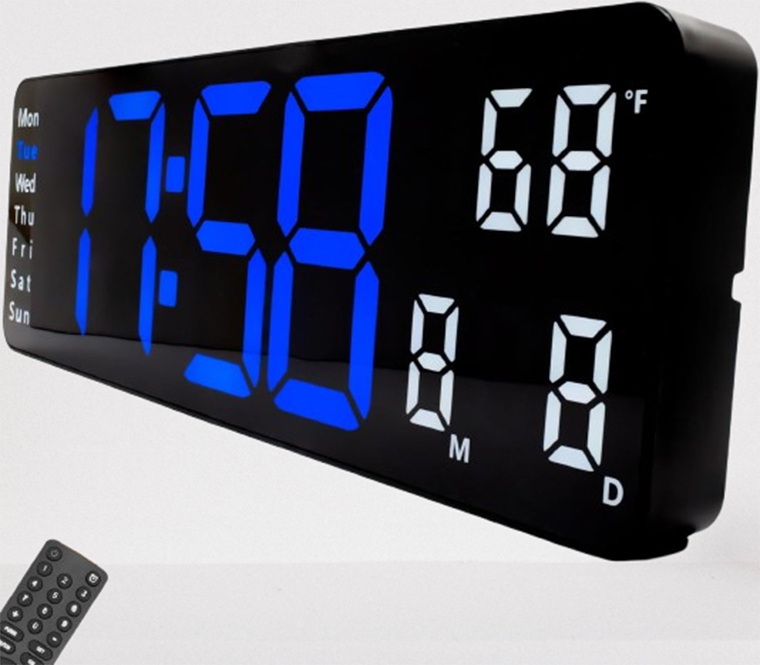 Latitude Run® Extra Large Digital Wall Clock with Date,Temperature and ...