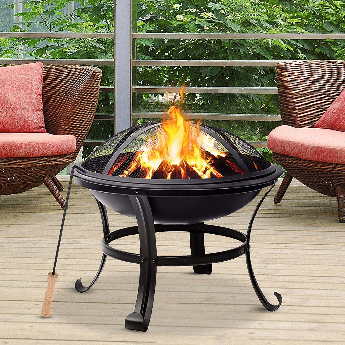 Winston Porter Petroskey Steel Wood Burning Fire Pit & Reviews | Wayfair