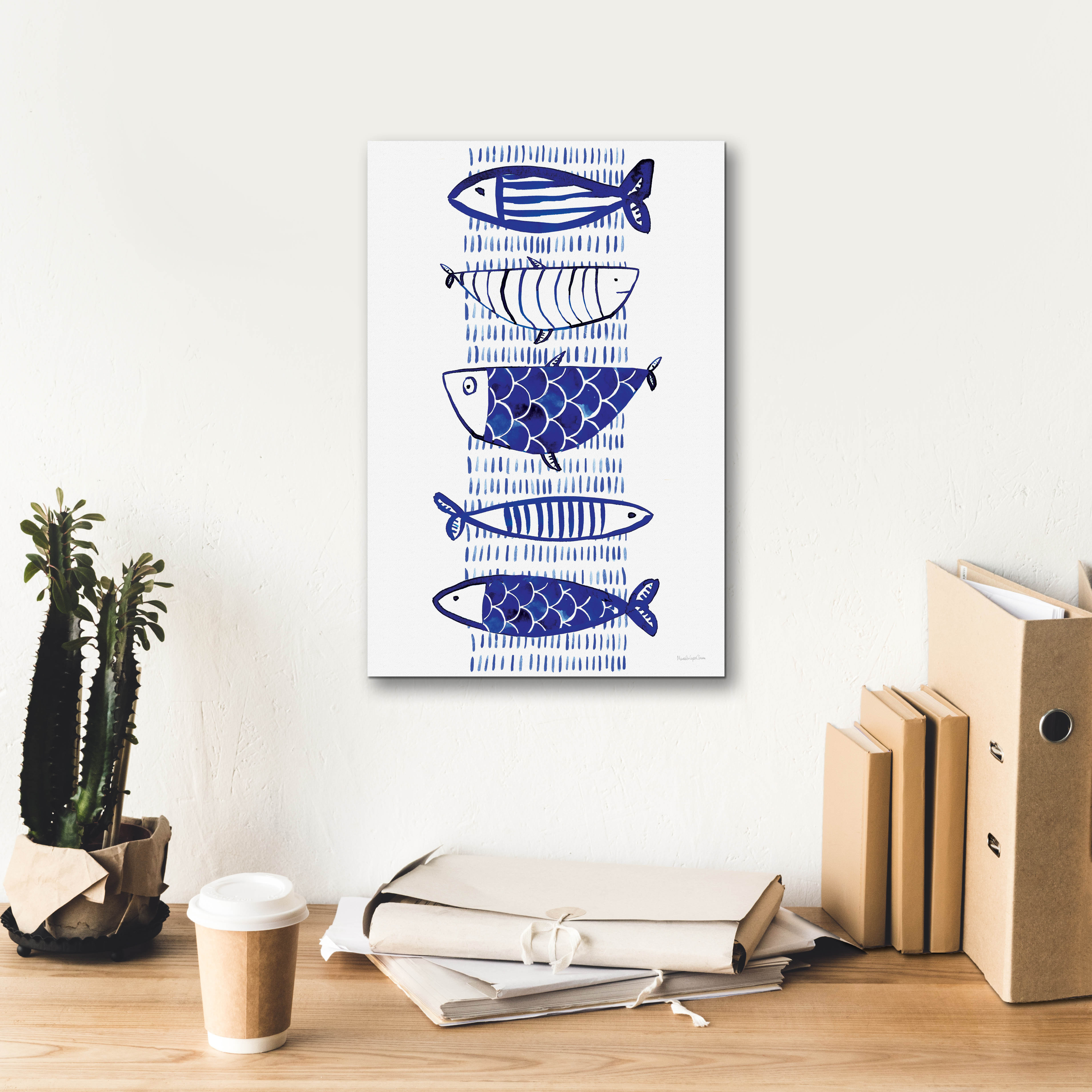 Breakwater Bay 'Blue Fish 2' by Mercedes Lopez Charro Canvas Wall Art ...