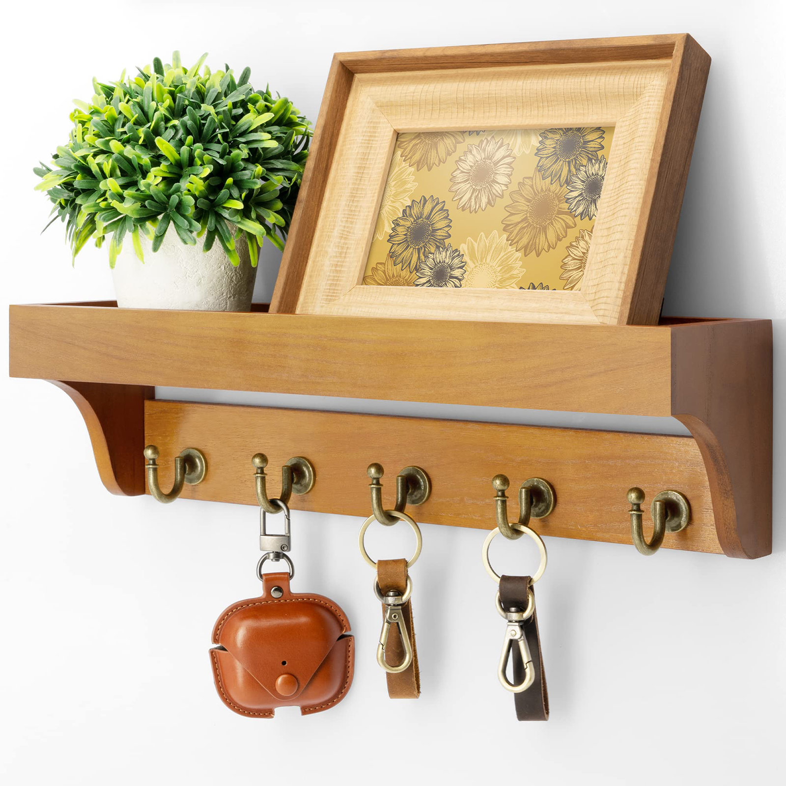 KJETHKEY Solid Wood Wall Organizer with Key Hooks | Wayfair