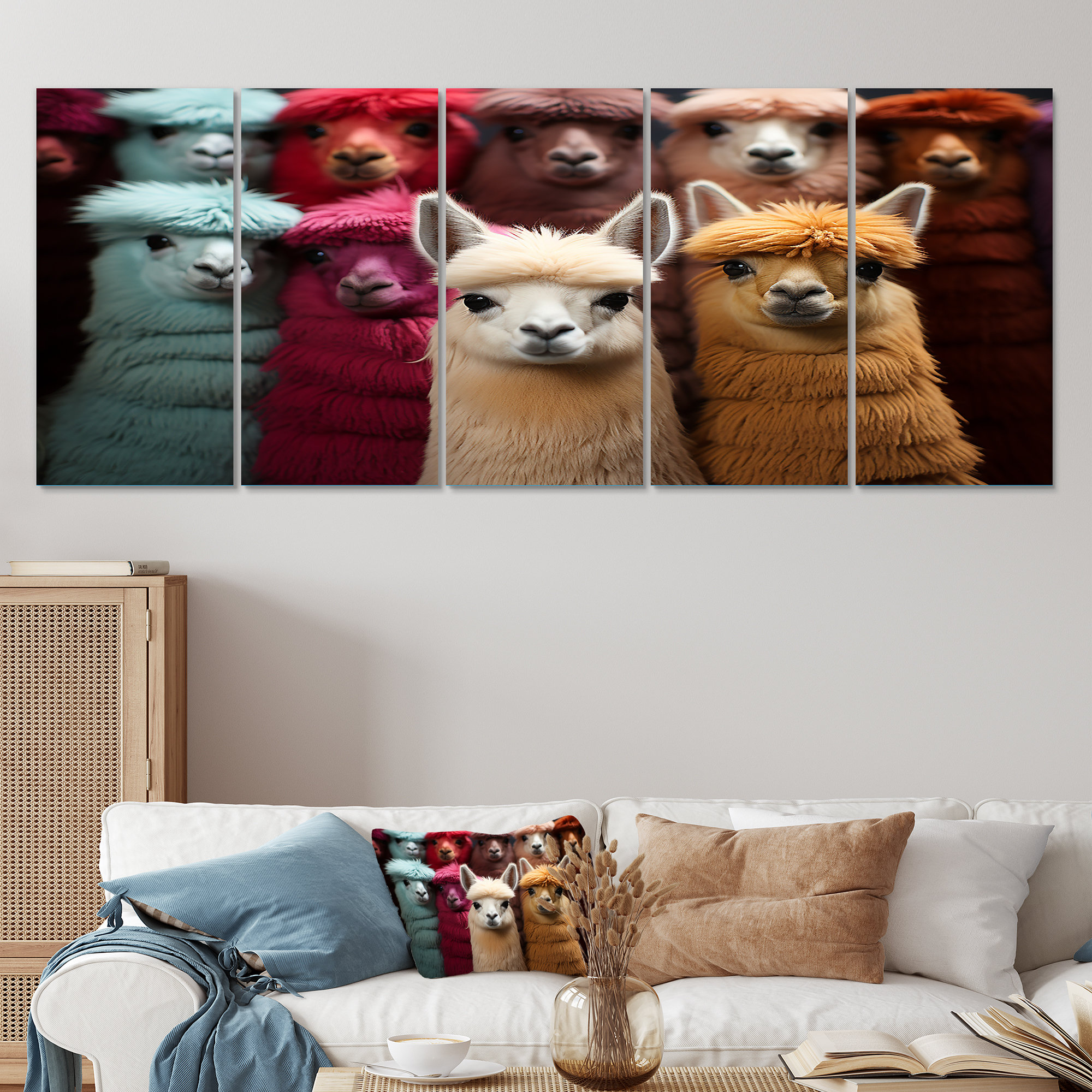 Latitude Run® Colorful Alpacas Festive Fiesta - Alpacas 5 Piece Wall ...