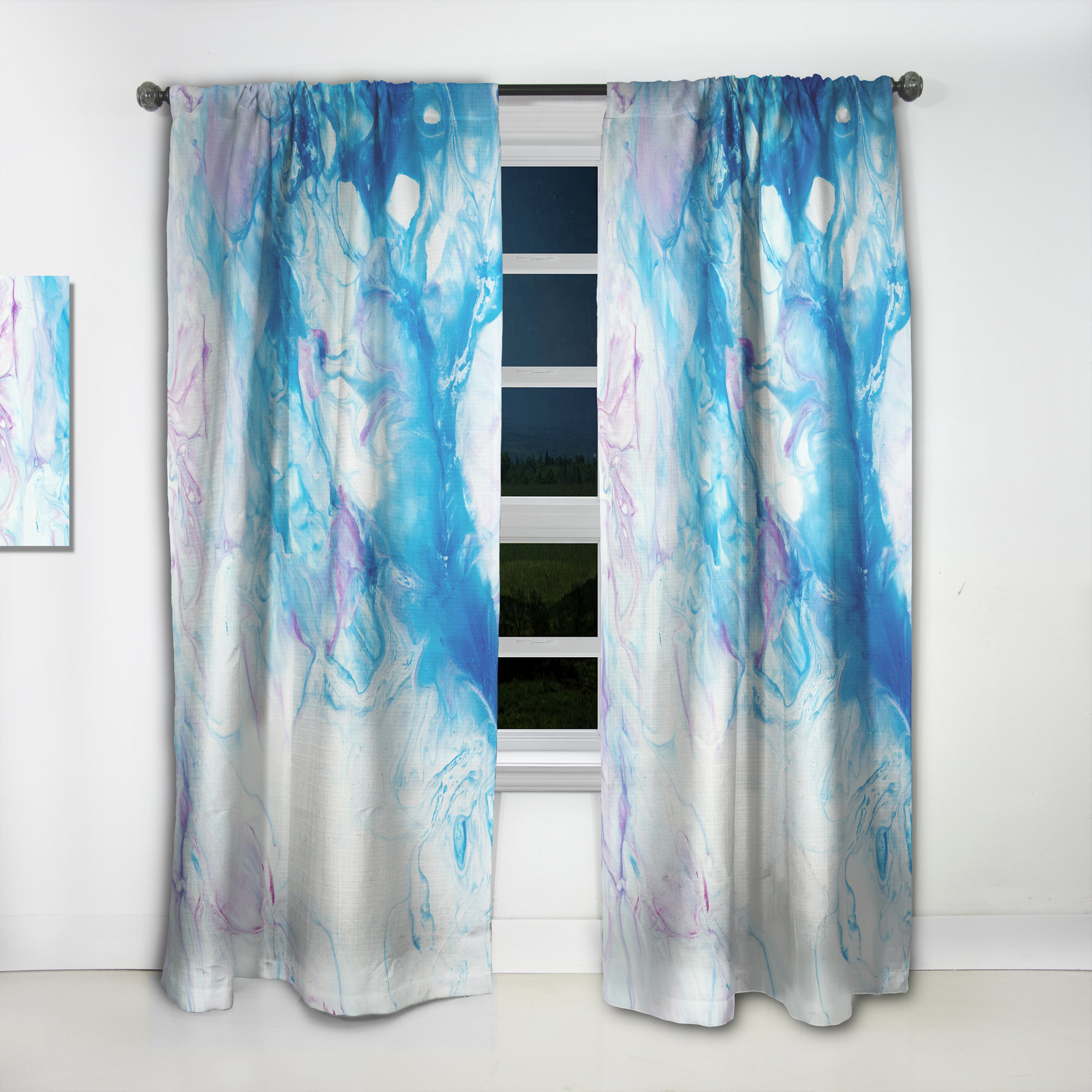 Design Art Liquid Art Abstract Semi-Sheer Rod Pocket Single Curtain ...