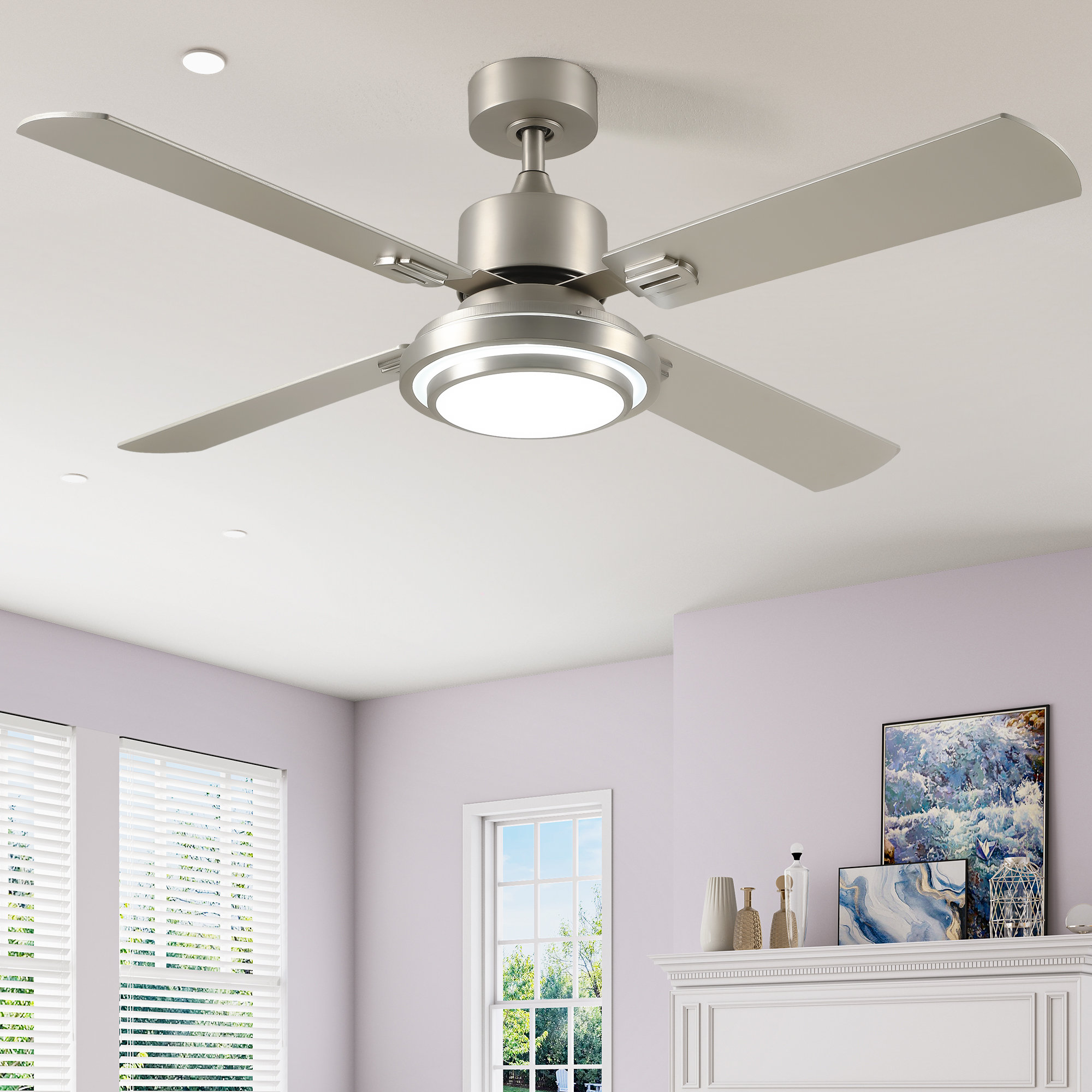 Ebern Designs 52”Modern Ceiling Fan With Light And Remote Control ...