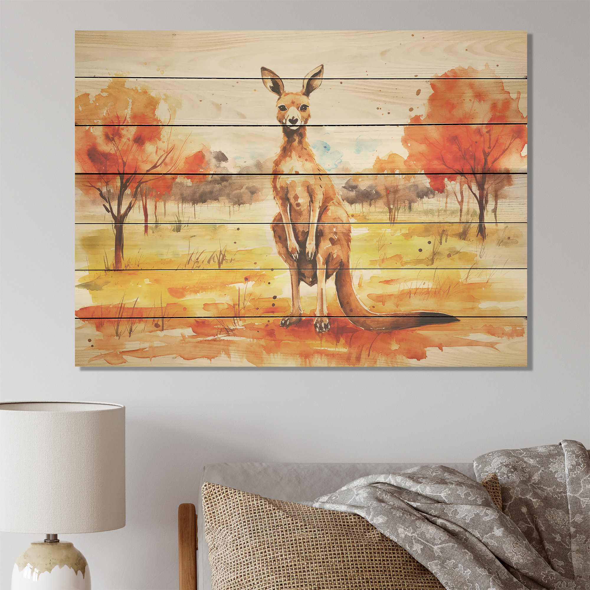 Union Rustic Brown And Orange Kangaroo Outback - Kangaroo Animal On ...