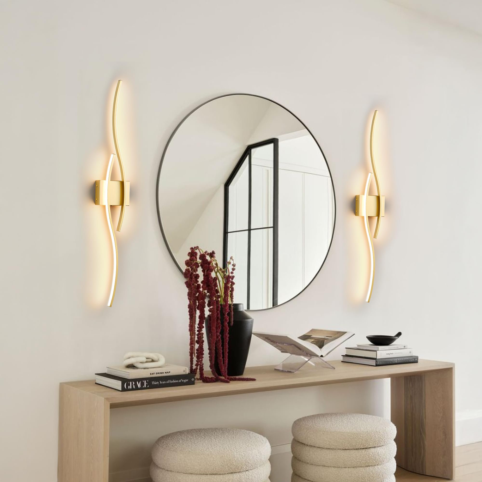 Hokku Designs Battery Operated Wall Sconces Set Of Two With Remote ...