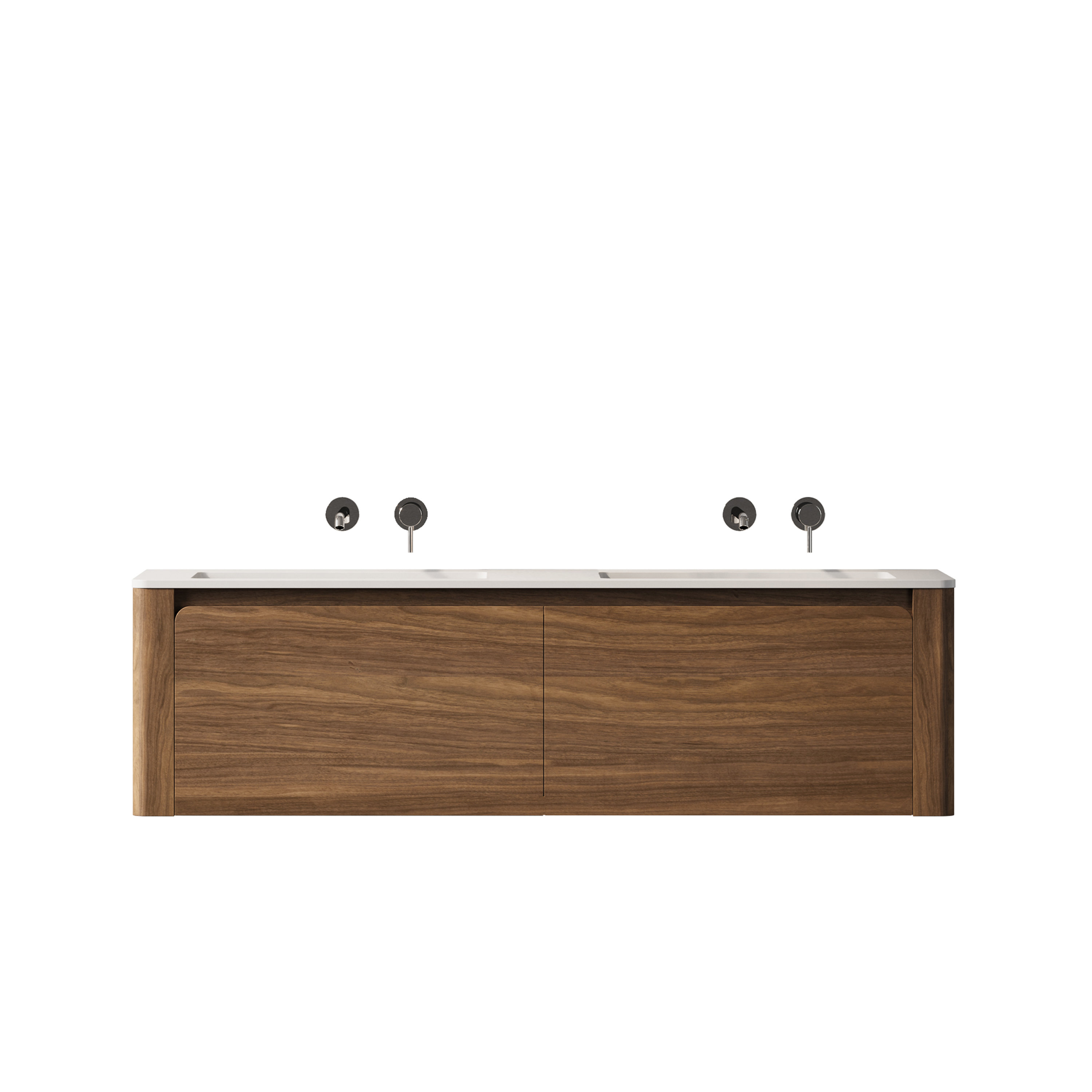 Hokku Designs Sahiti 60'' Walnut Wall Mount Double Sink Bathroom Vanity ...