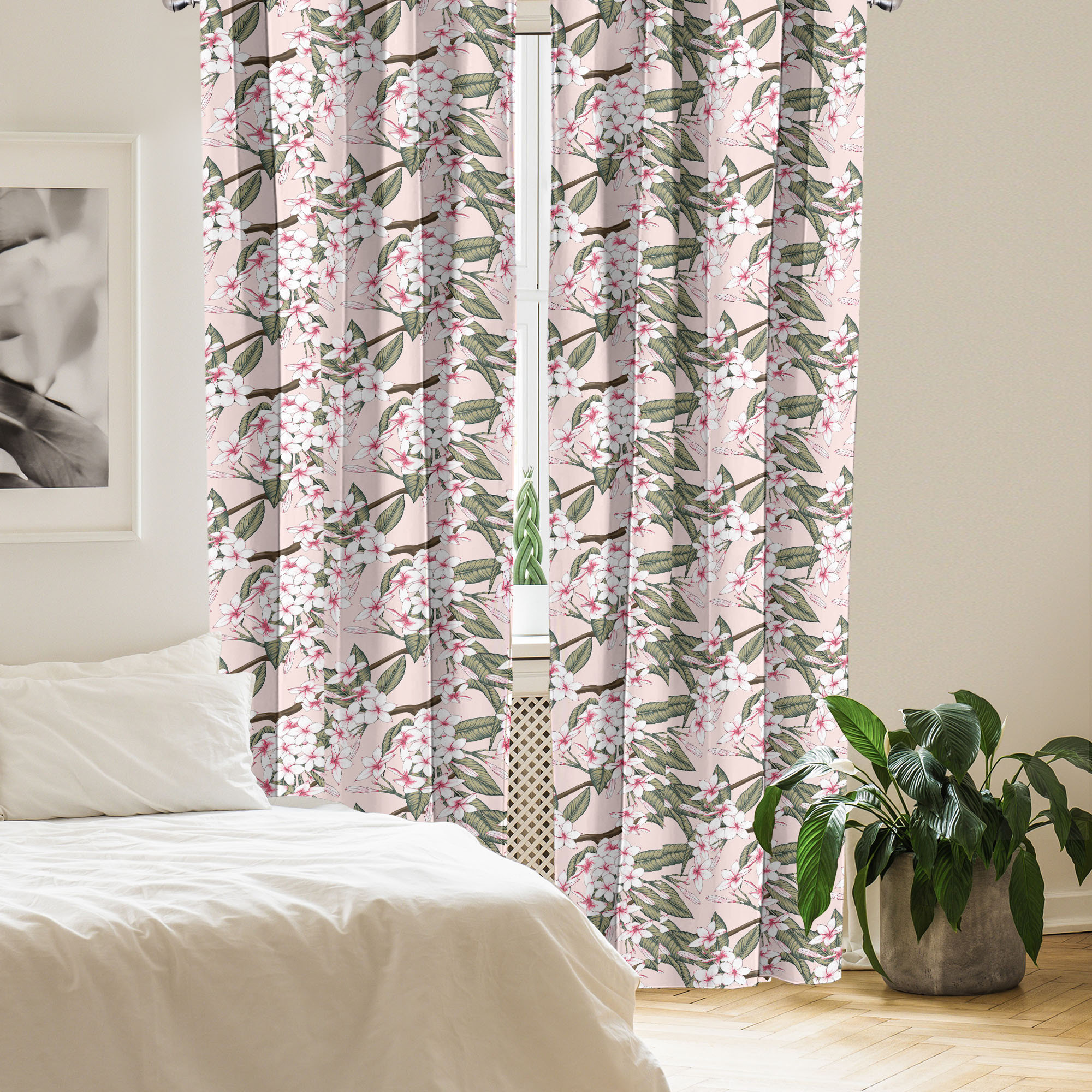 East Urban Home Aloha 4-Panel Curtains, Frangipani Flowers Layout ...