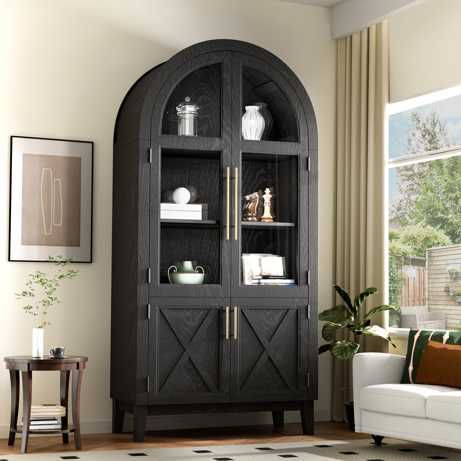 Breakwater Bay Tall Arch Storage Cabinet, Arched Kitchen Pantry Cabinet ...