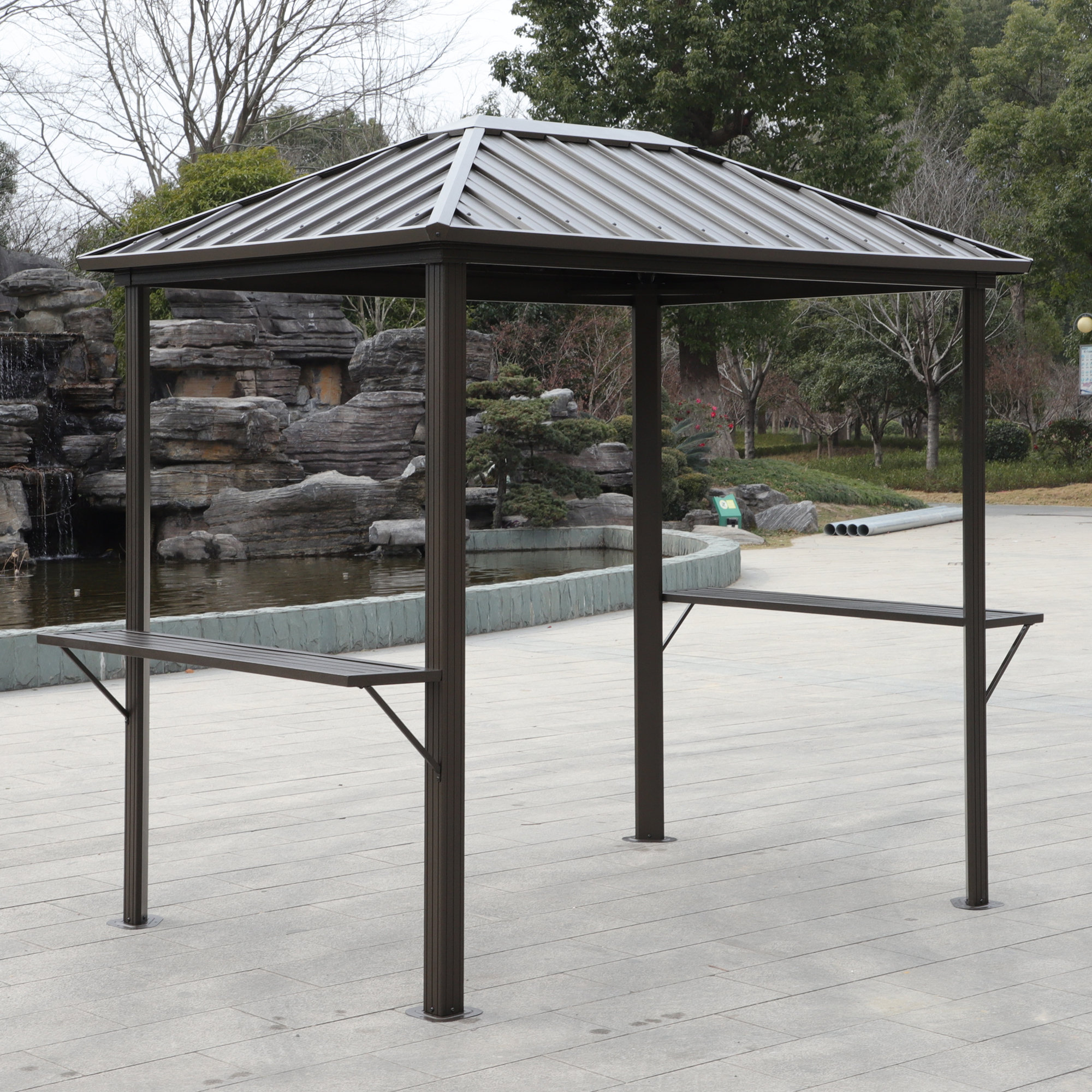 Pabin Inc Hardtop Grill Gazebo 6X8 FT- Outdoor Metal Hard Top Gazebo ...