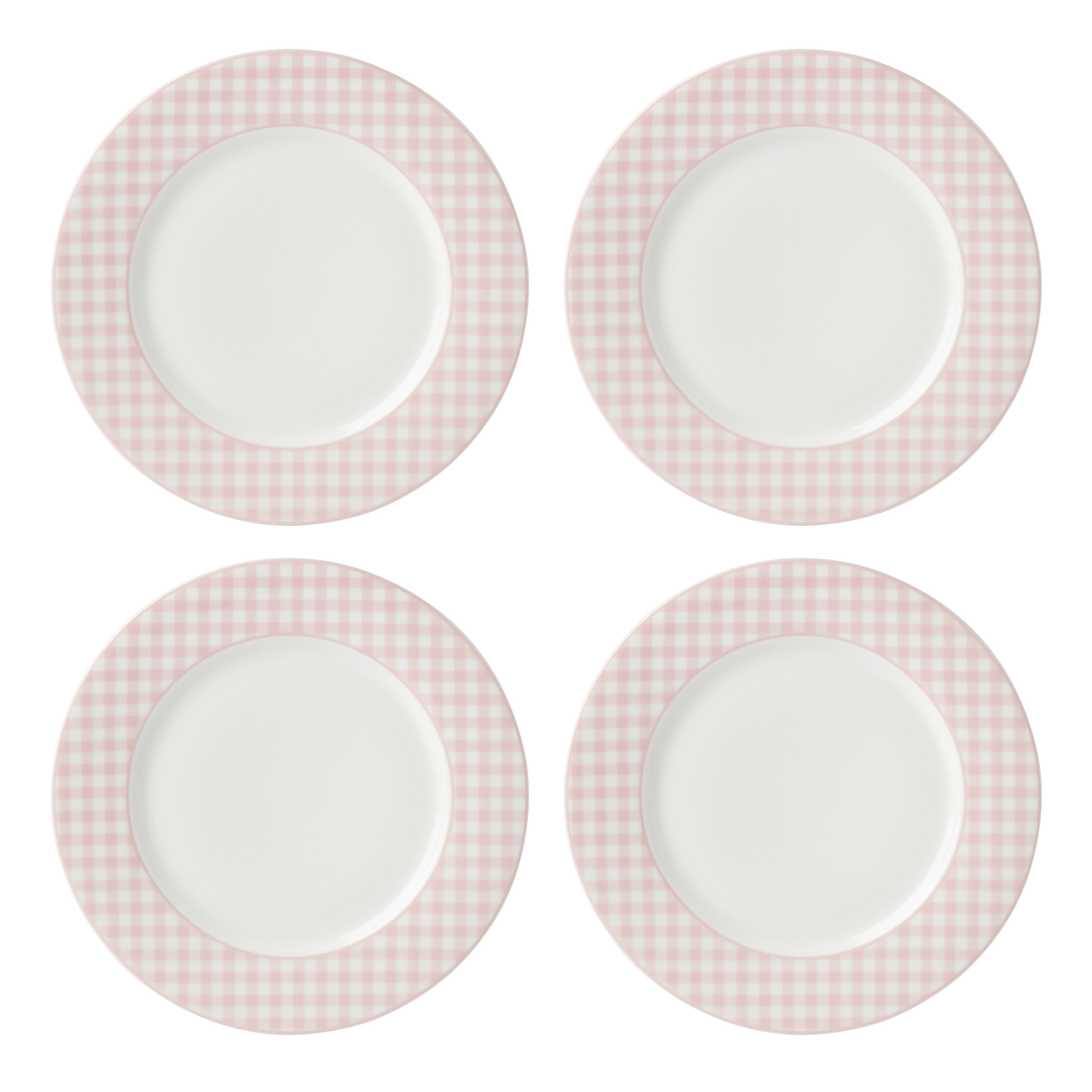 Lenox Gingham Pink Dinner Plates - Set of 4 | Wayfair