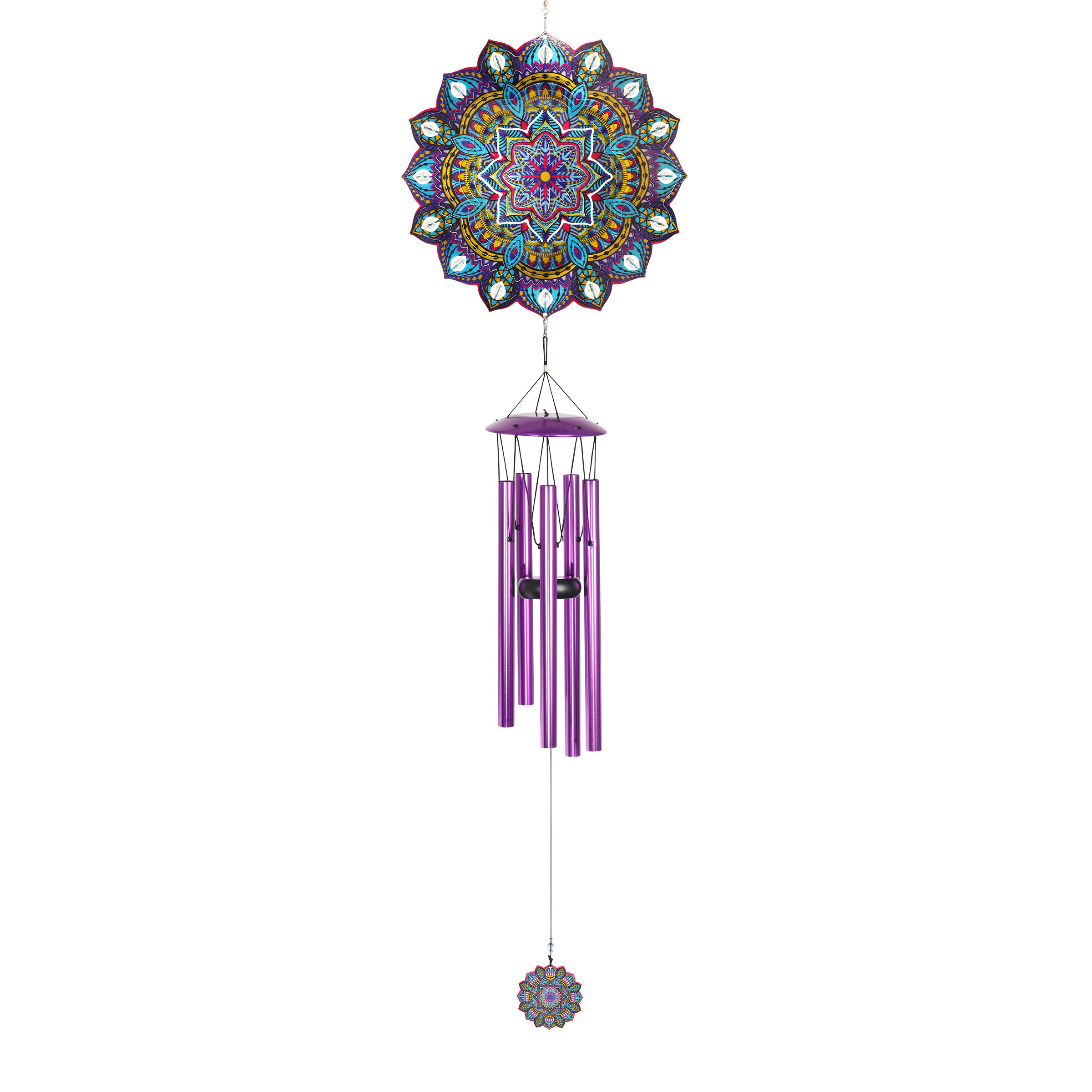 Exhart Art-In-Motion Laser Cut Metal Starburst Wind Chime Spinner with ...