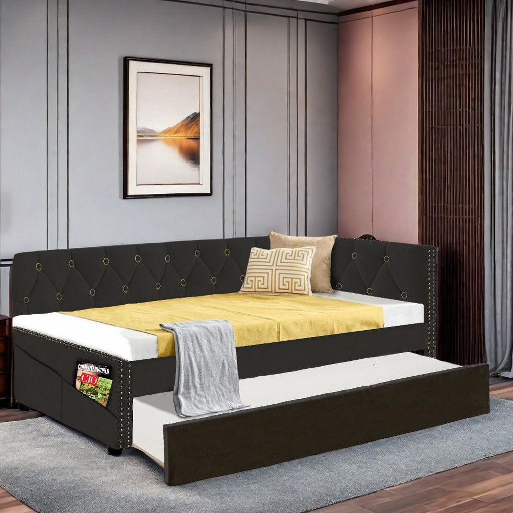 Lark Manor™ L-shape Upholstered Daybed With Trundle, Button Design And ...